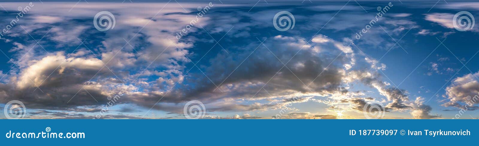 Seamless Hdri Panorama 360 Degrees Angle View Blue Evening Sky with ...
