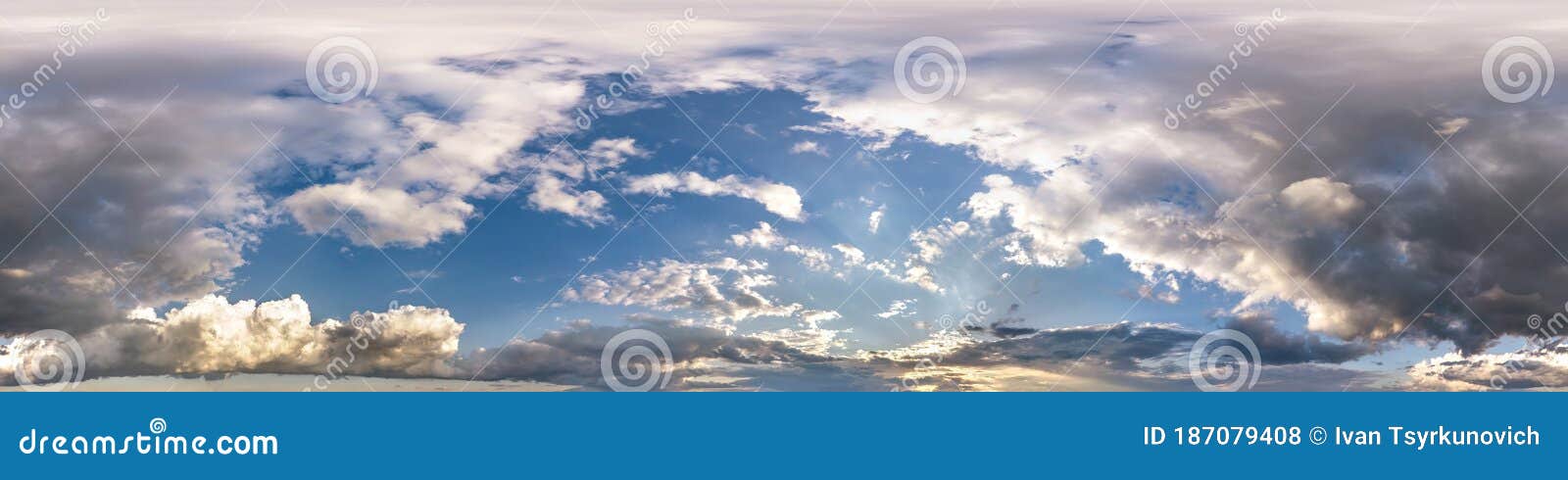Seamless Hdri Panorama 360 Degrees Angle View Blue Pink Evening Sky ...