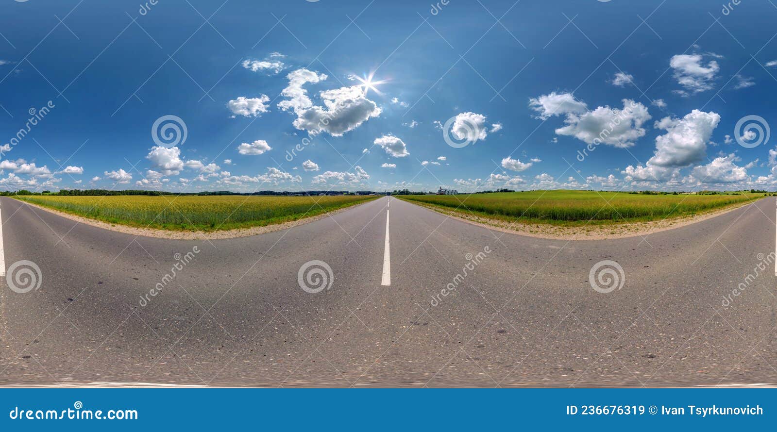 Seamless Hdri 360 Panorama View on Asphalt Road among Fields in Summer ...