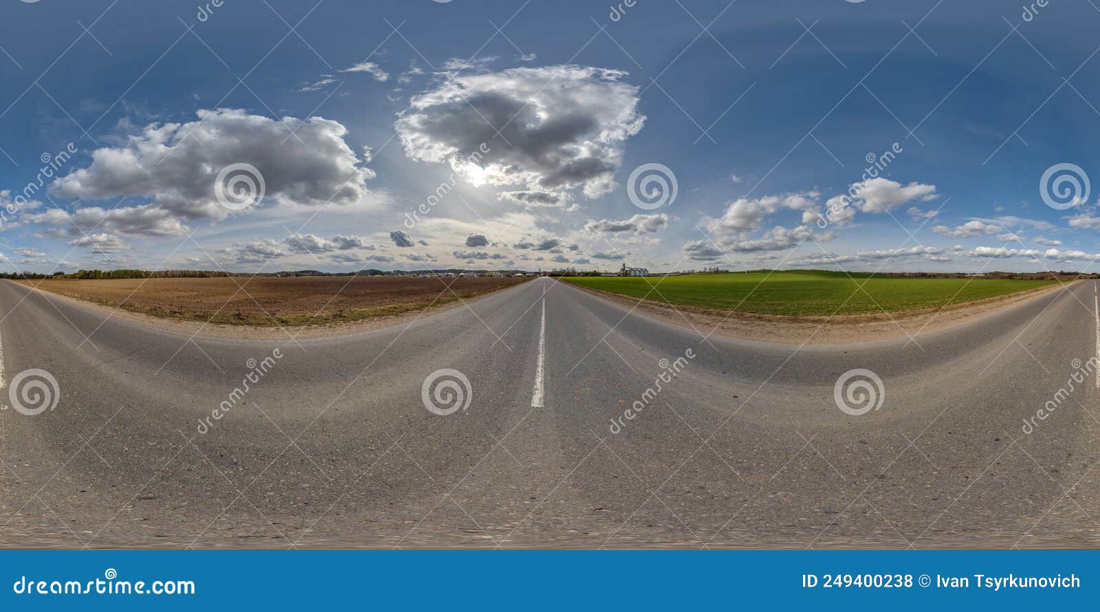 360 Seamless Hdri Panorama View on Asphalt Road among Fields in Summer ...