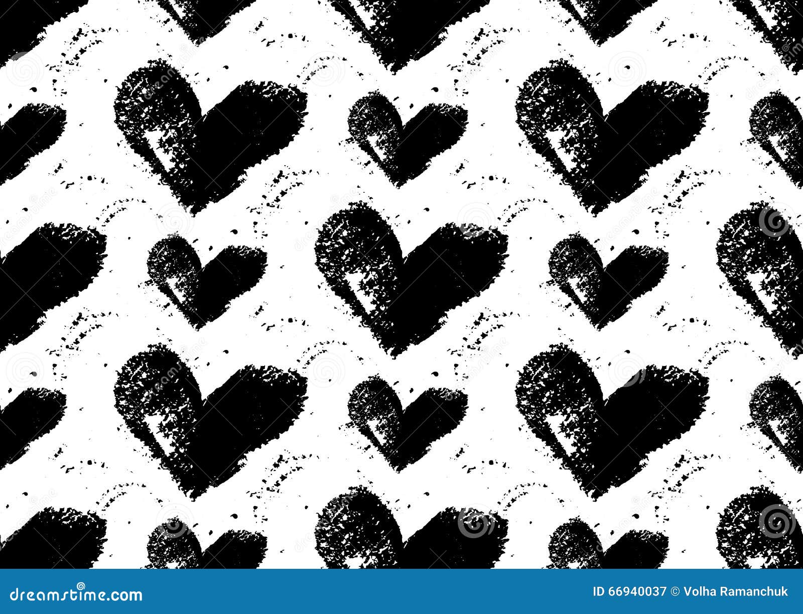 Seamless Heart Pattern. Hand Painted Hearts with Rough Edges Stock ...