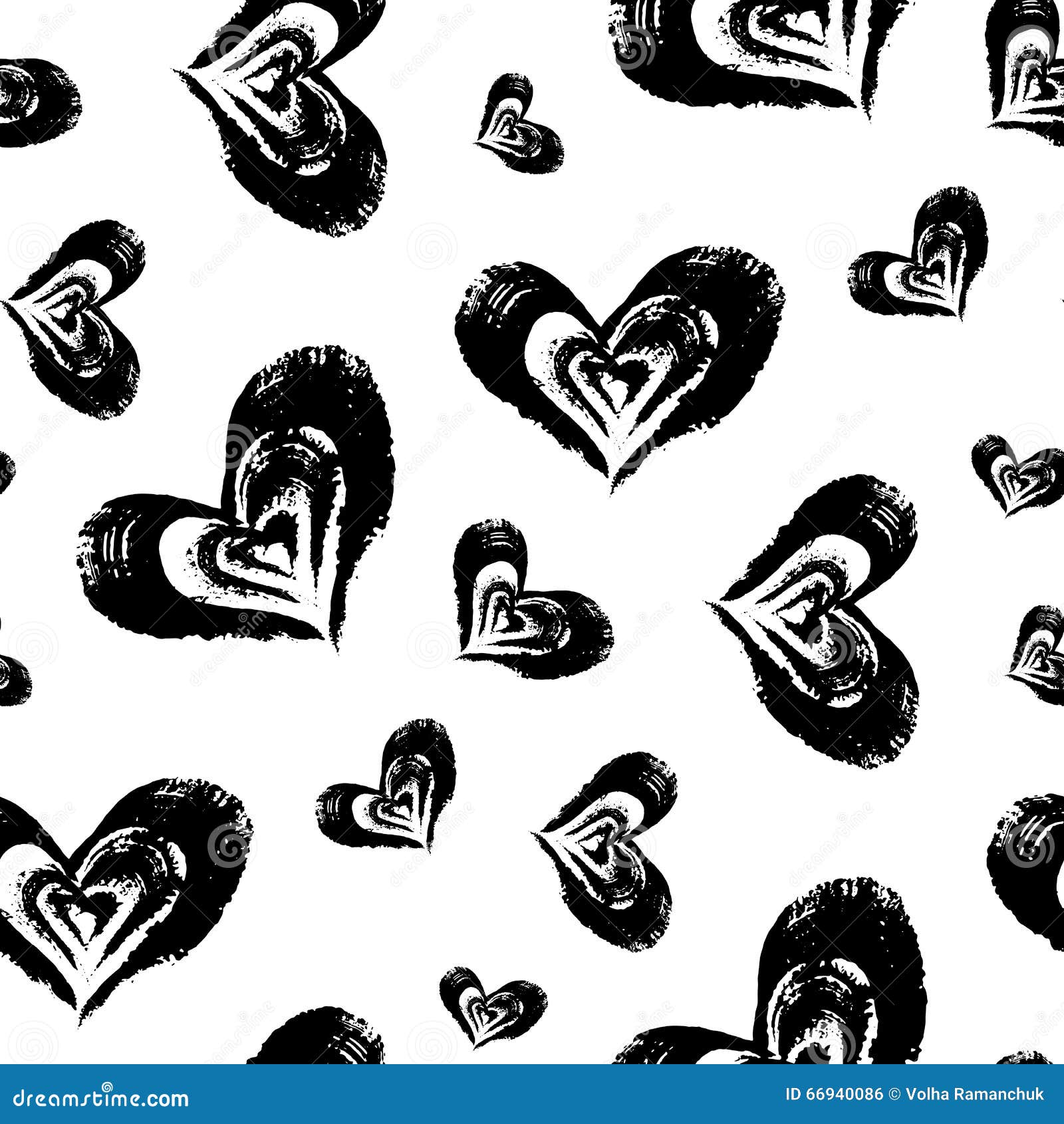 Seamless Heart Pattern. Hand Painted Hearts with Rough Edges Stock ...