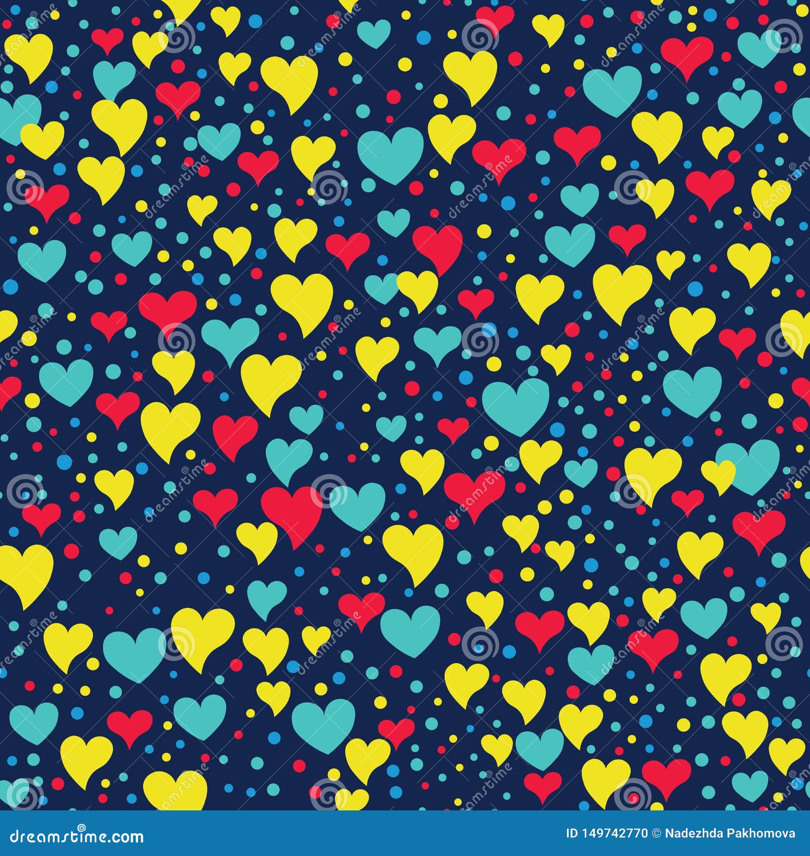 Seamless Hearts and Polka Dots Stock Vector - Illustration of interior ...