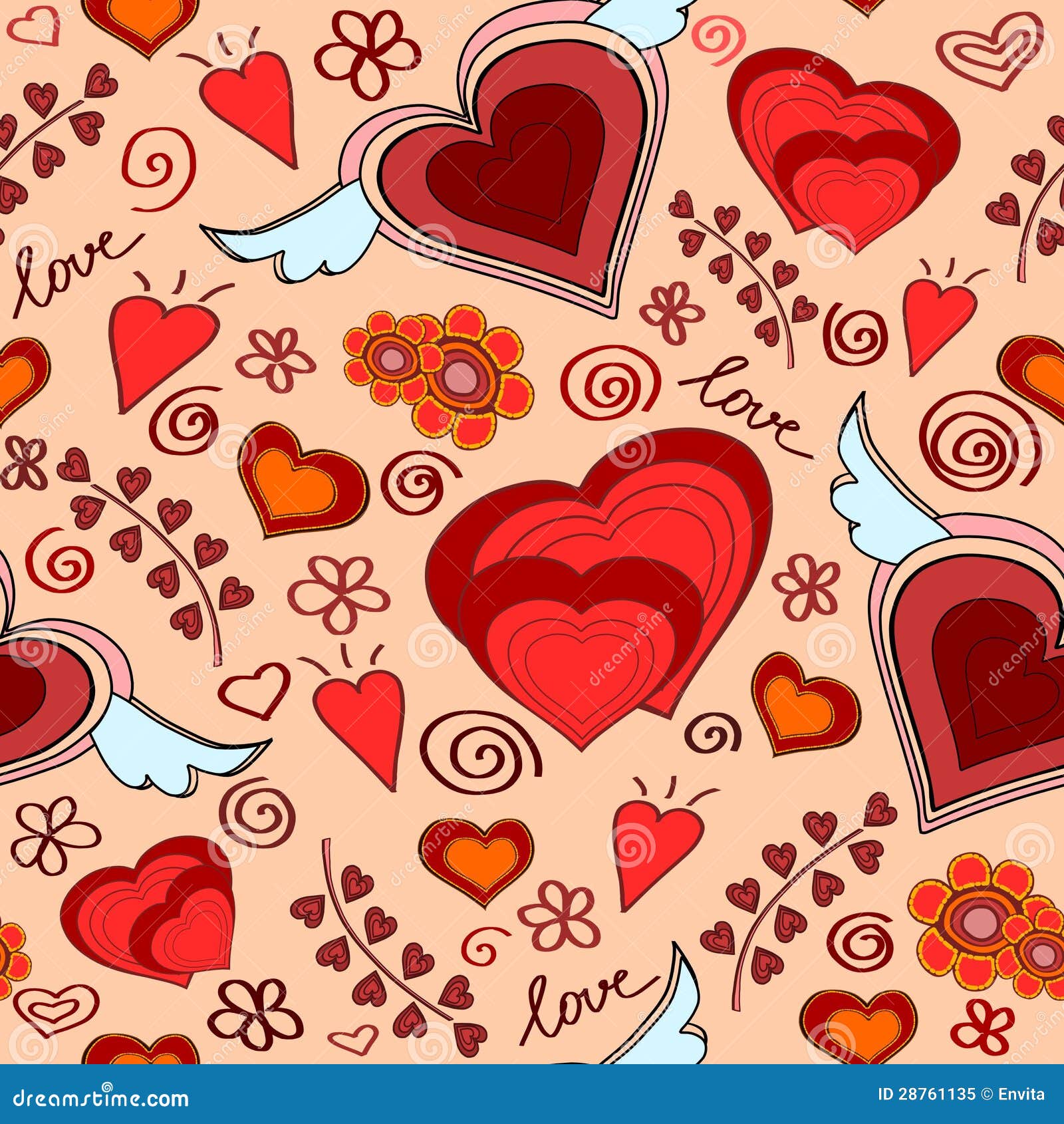 Seamless hearts pattern stock illustration. Illustration of swatches ...
