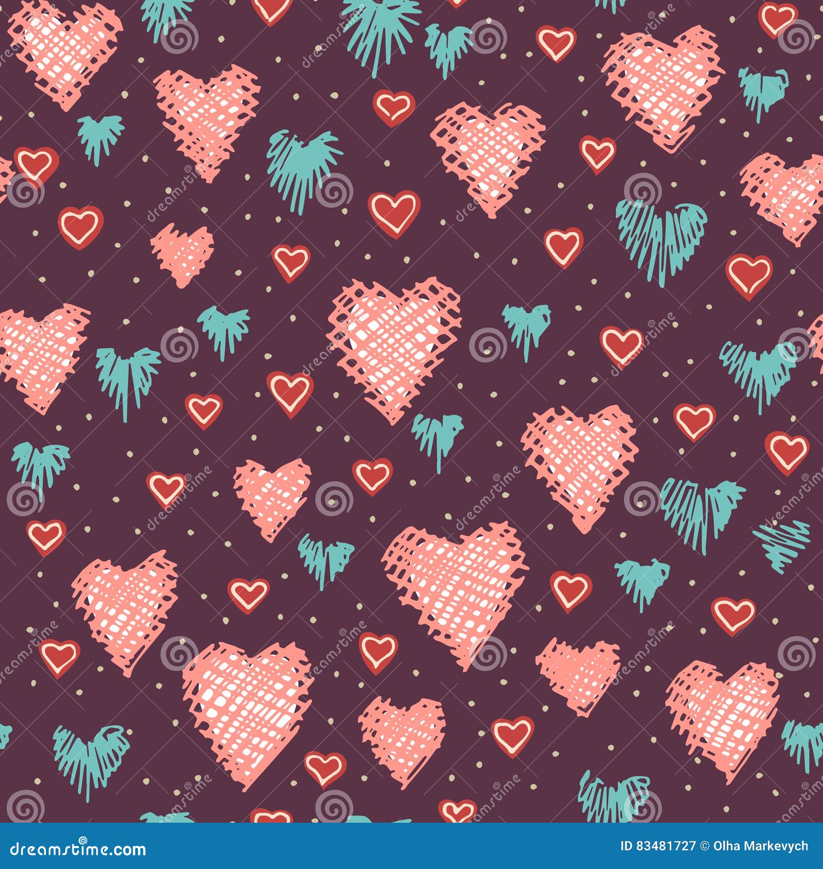 Seamless hearts pattern stock vector. Illustration of lovely - 83481727