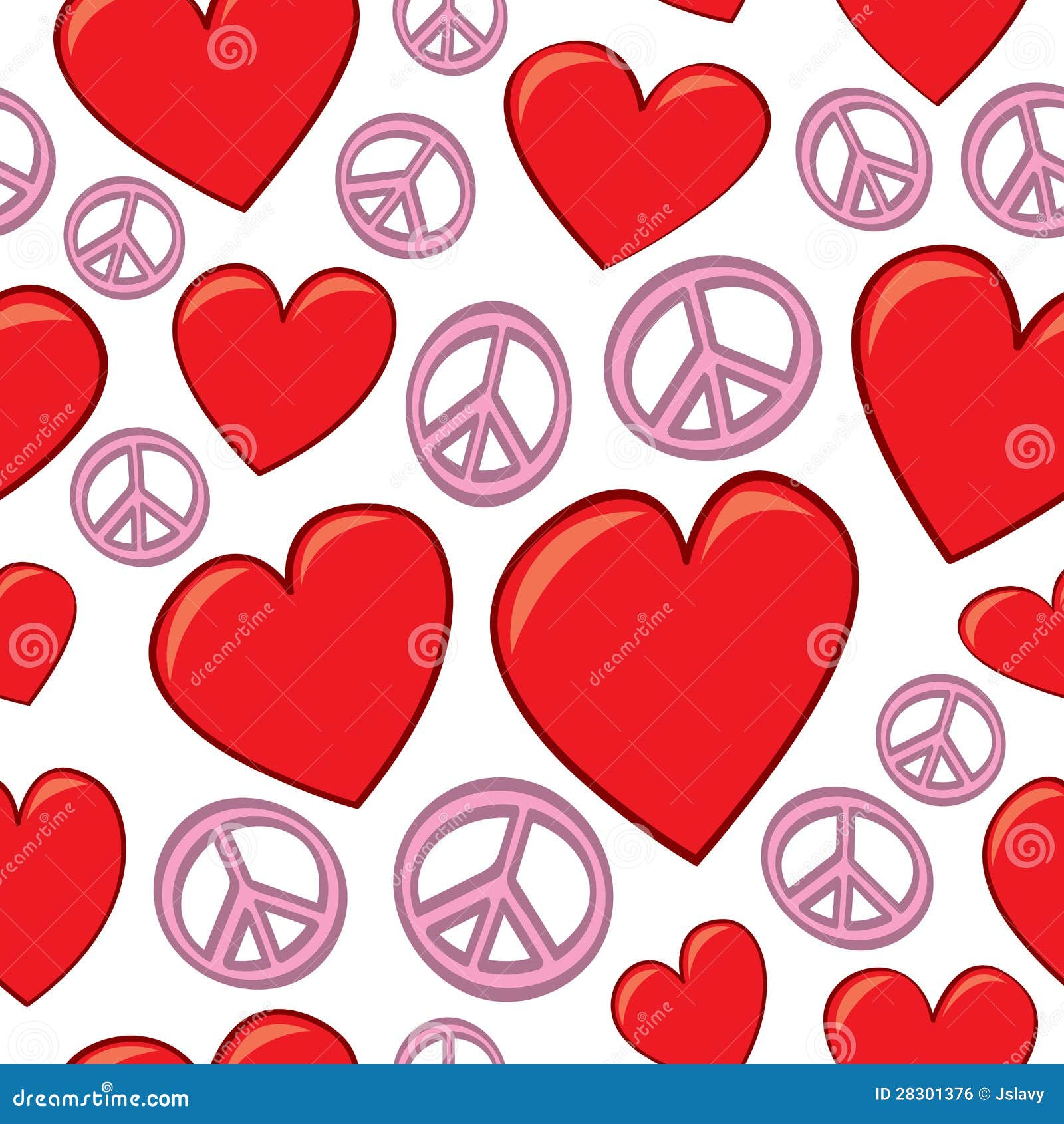 Seamless Hearts and Peace Signs Stock Vector - Illustration of seamles ...