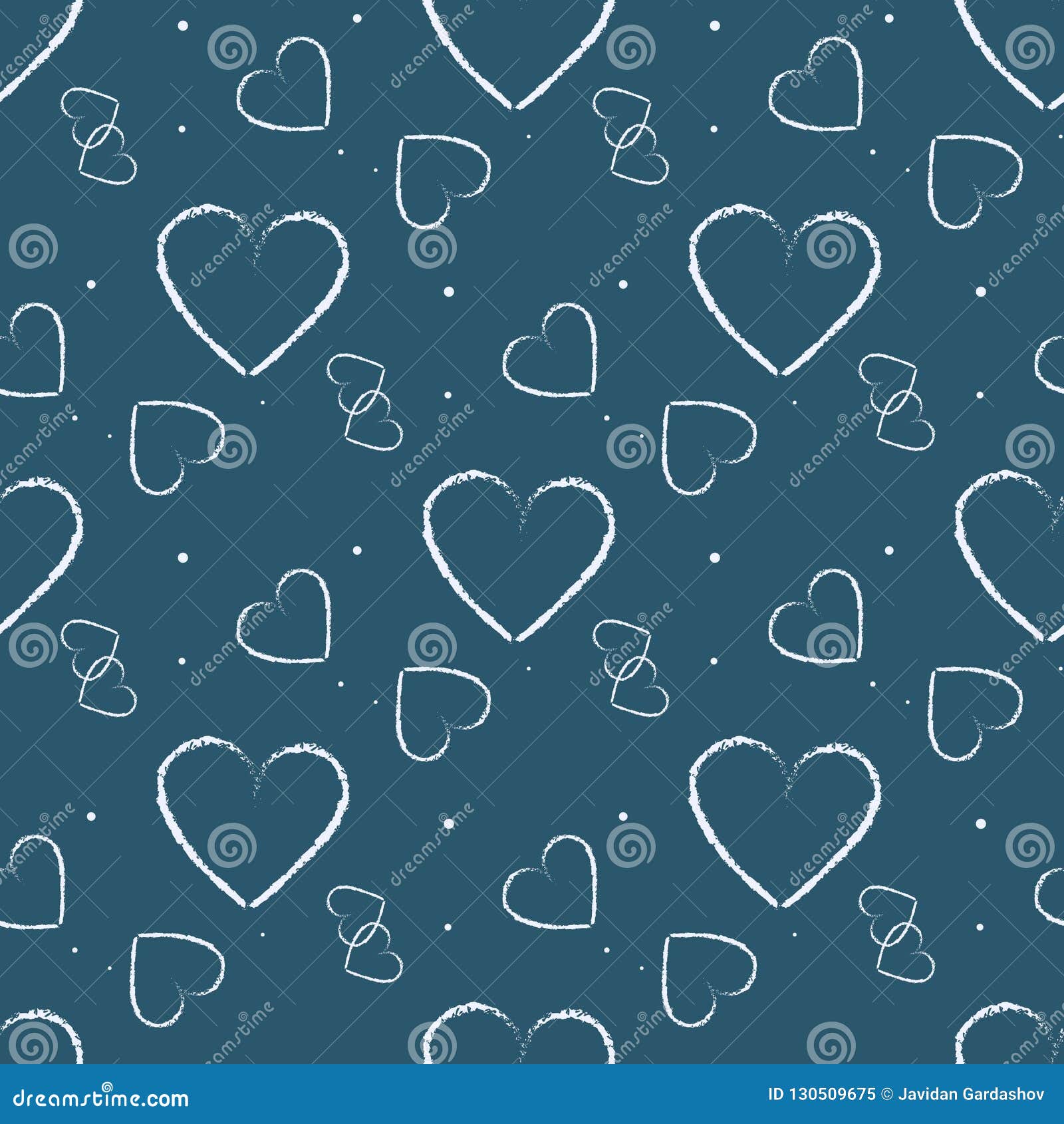 Seamless Hearts Polka Dot Pattern with Retro Texture Stock Illustration ...