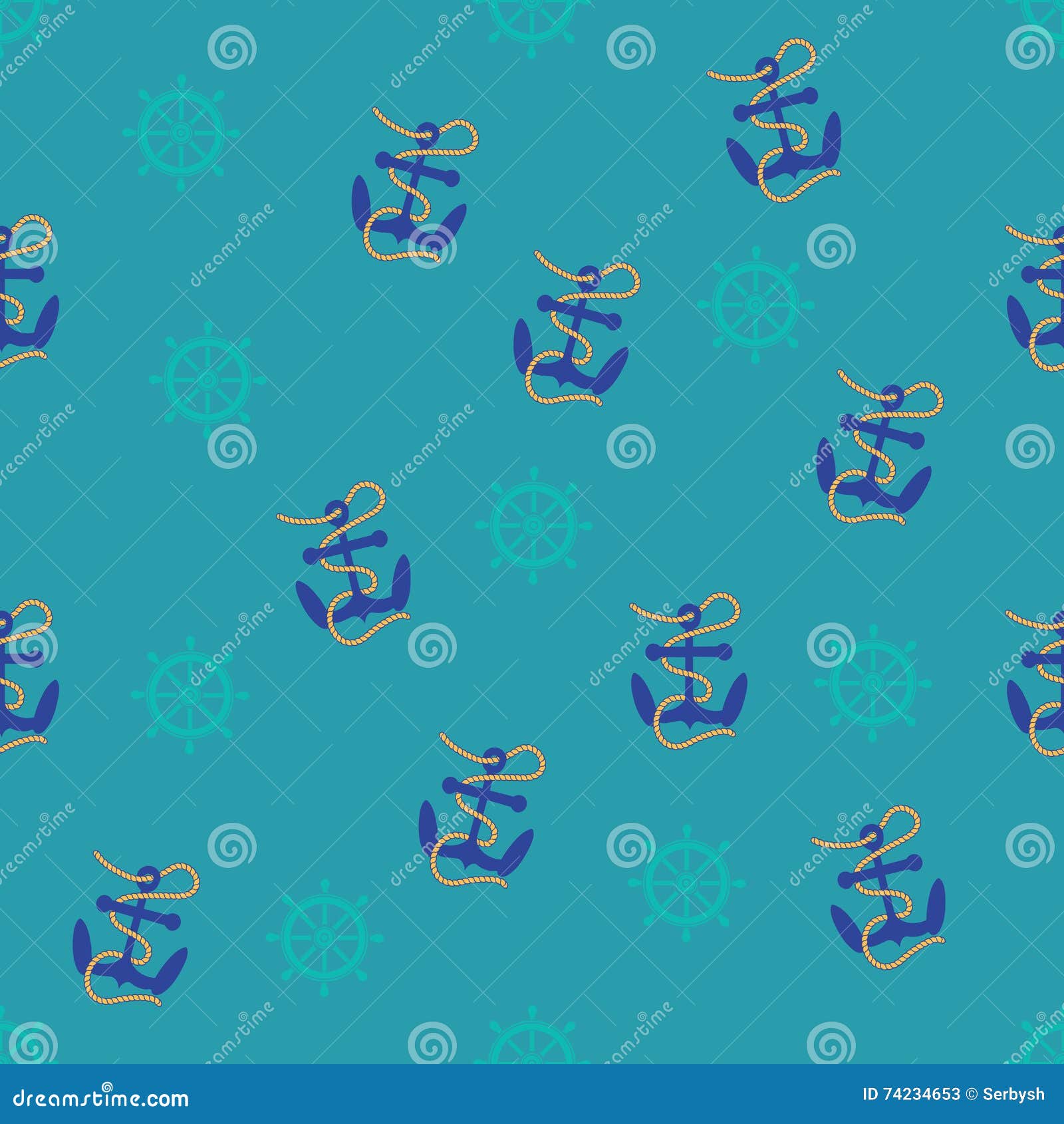 Seamless of Helm, Rope and Anchor Stock Vector - Illustration of helm ...