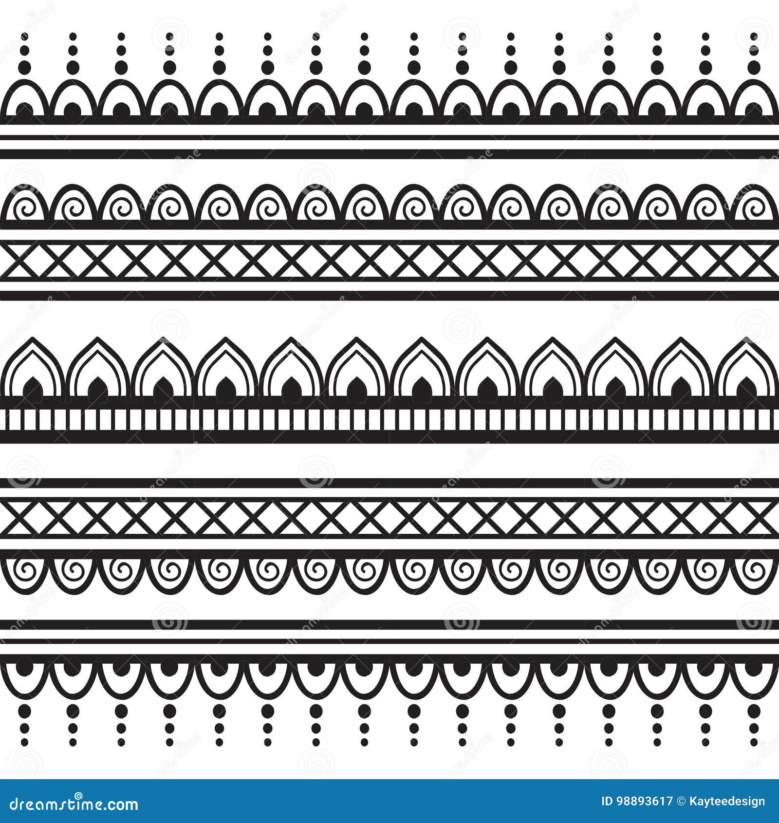 Seamless Henna Borders Vector Set Abstract Floral Patterns 1 Stock ... Seamless Henna Borders Vector Set Abstract Floral Patterns 1 Stock ...