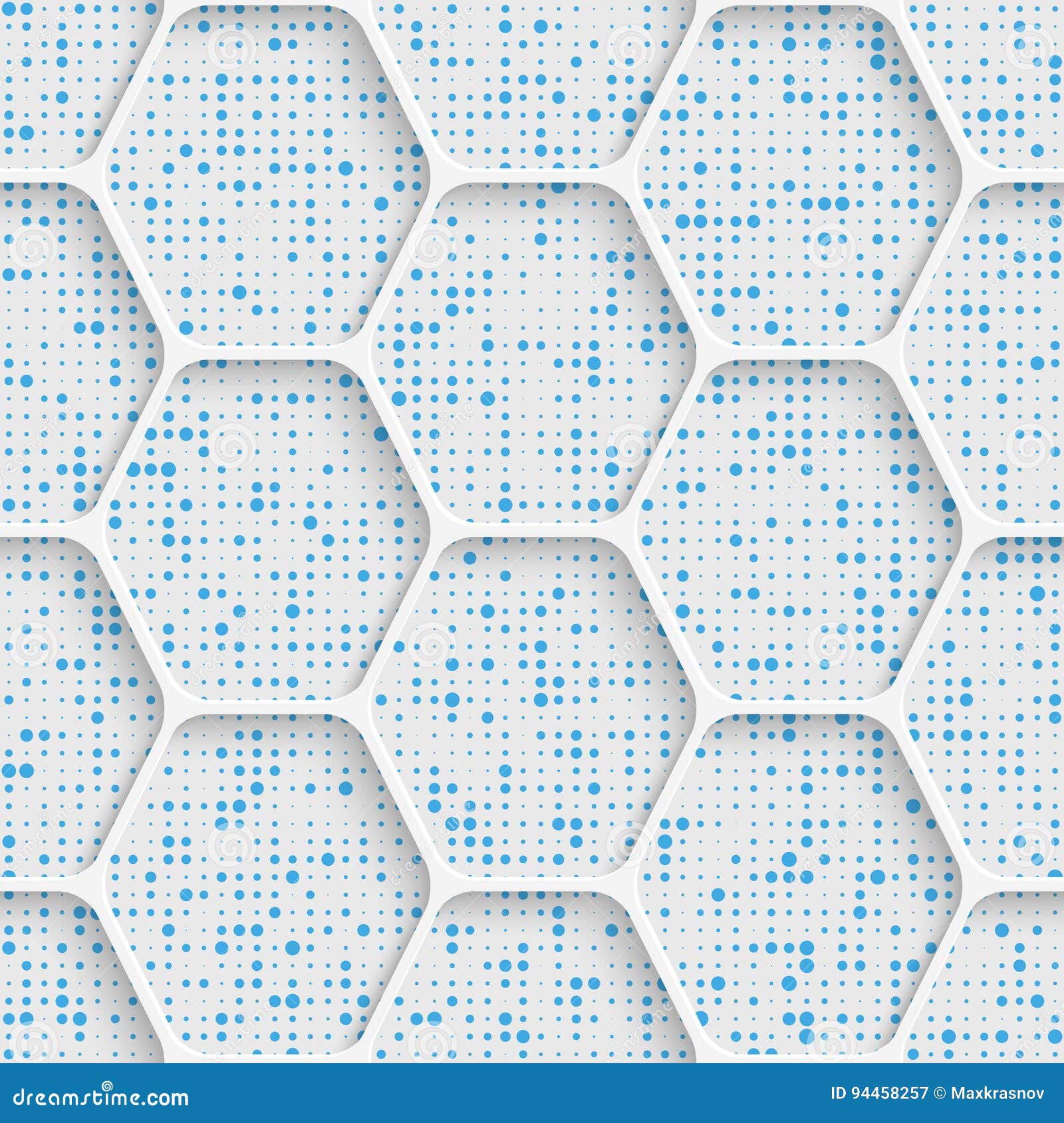 Seamless Hexagon Pattern. White and Blue Wrapping Background Stock ...