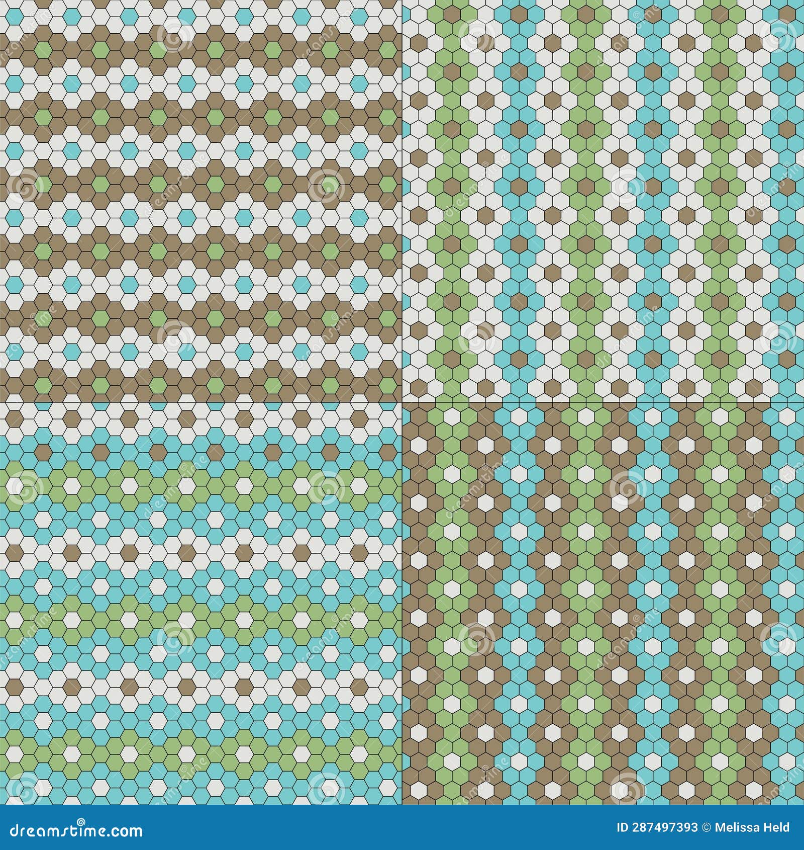 Seamless Hexagon Tile Patterns Blue Tan Green Stock Vector ...