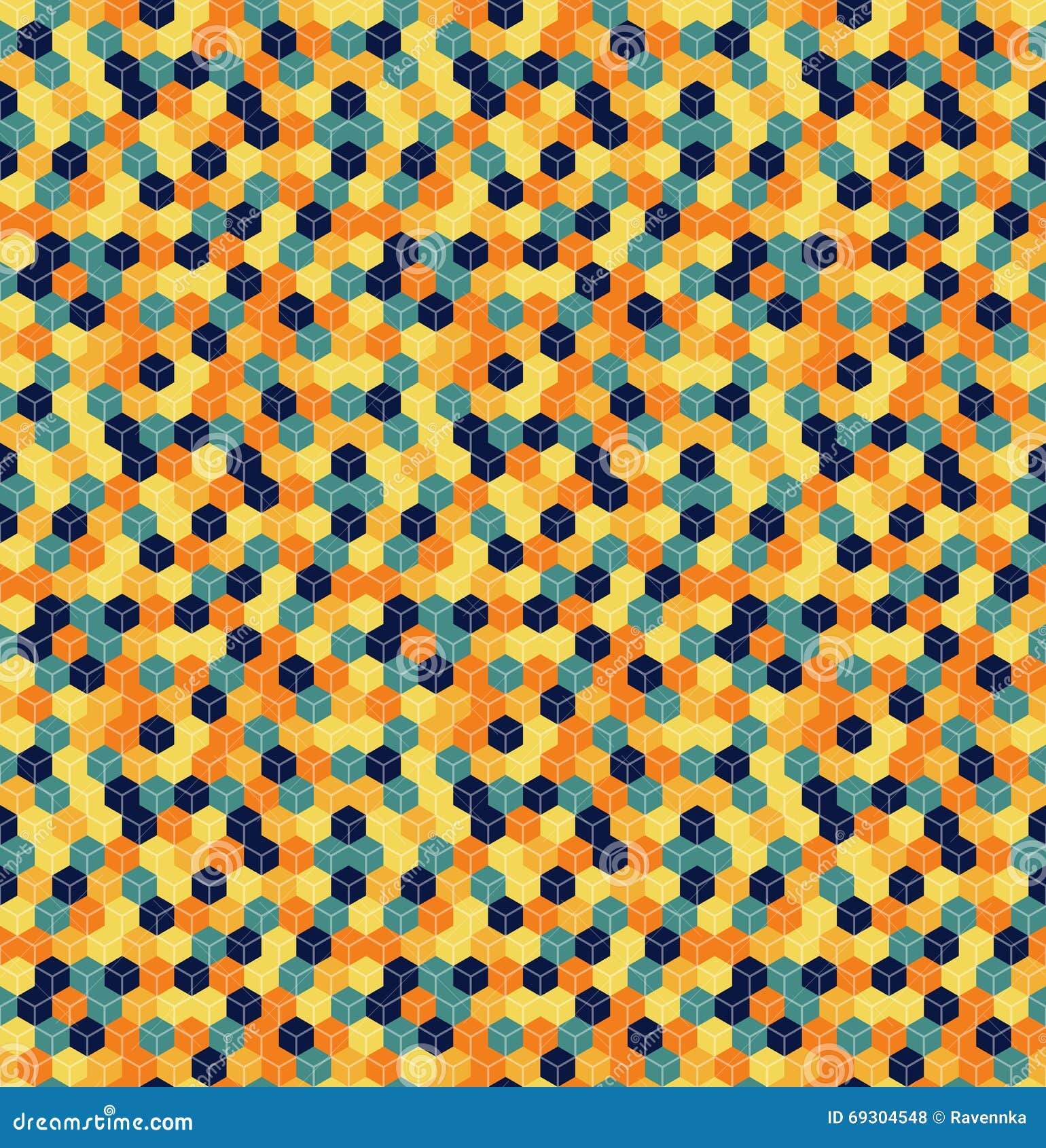 Seamless Hexagonal - Cube, Cubic, Honeycomb; Pattern, 3d Illusion Stock ...