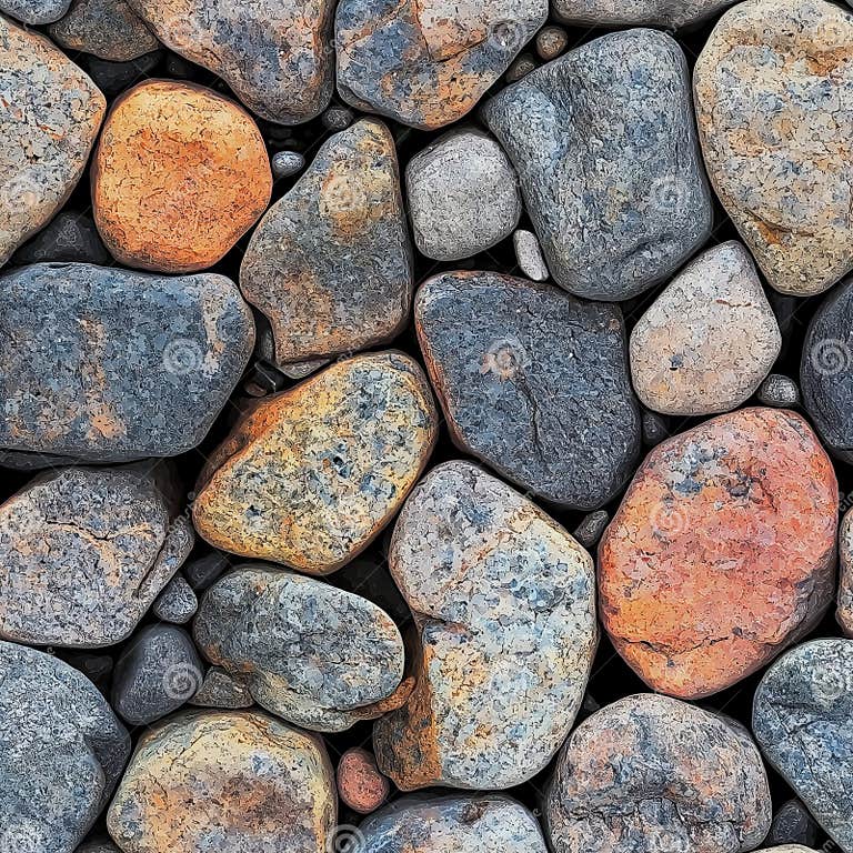 Colorful River Rocks Seamless Texture Background AI Generated. Stock ...