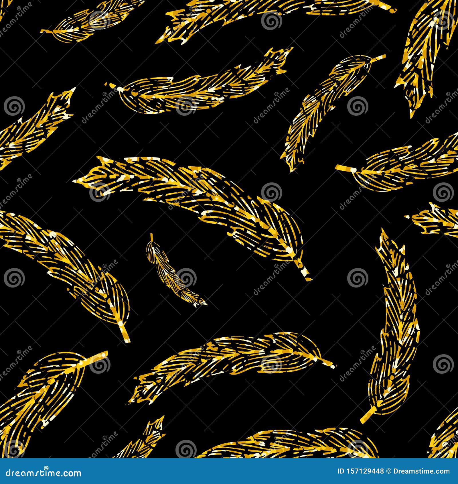 Seamless Hippie Pattern with Feathers Stock Vector - Illustration of ...