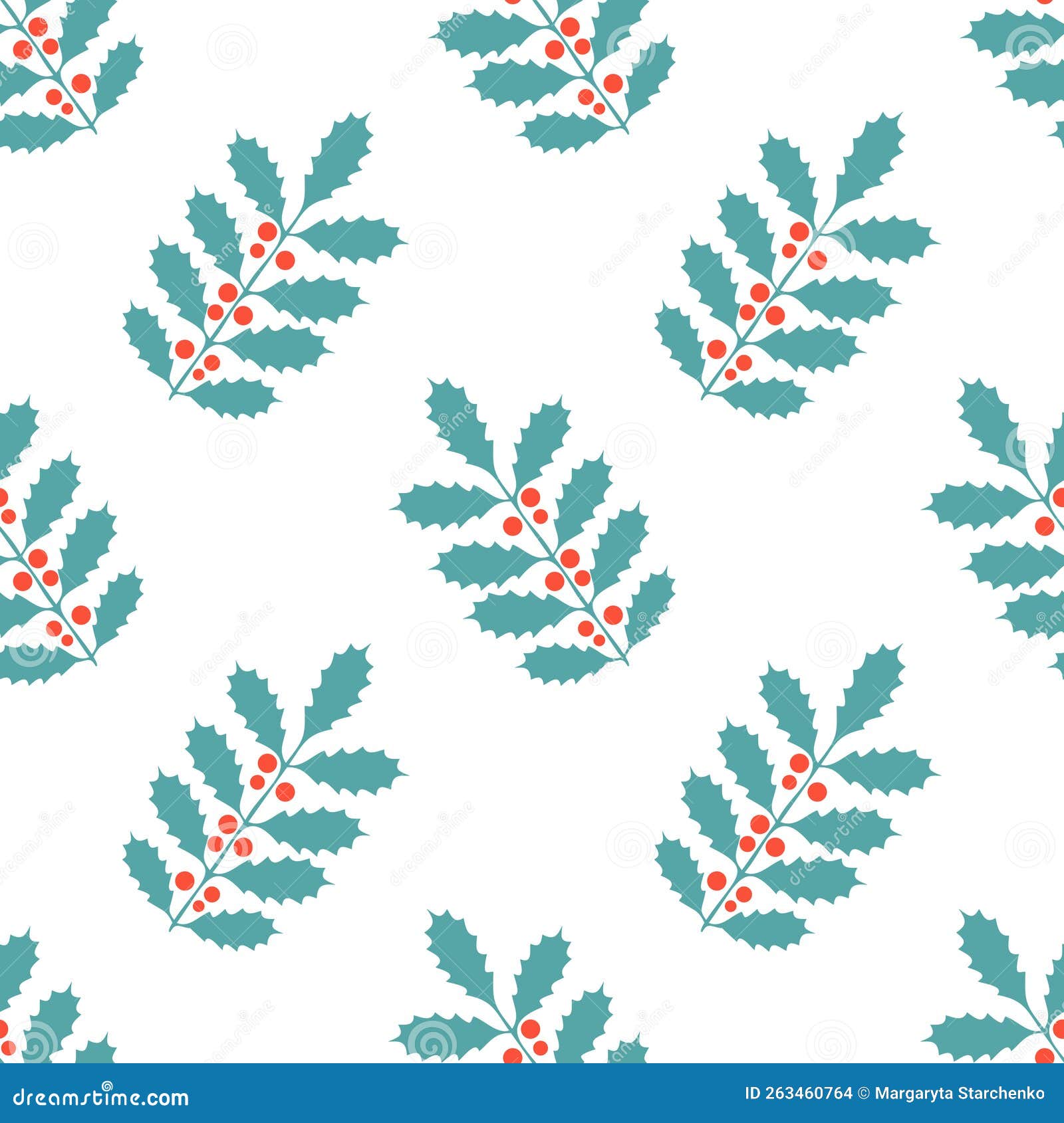 Seamless holly pattern stock vector. Illustration of ornament - 263460764