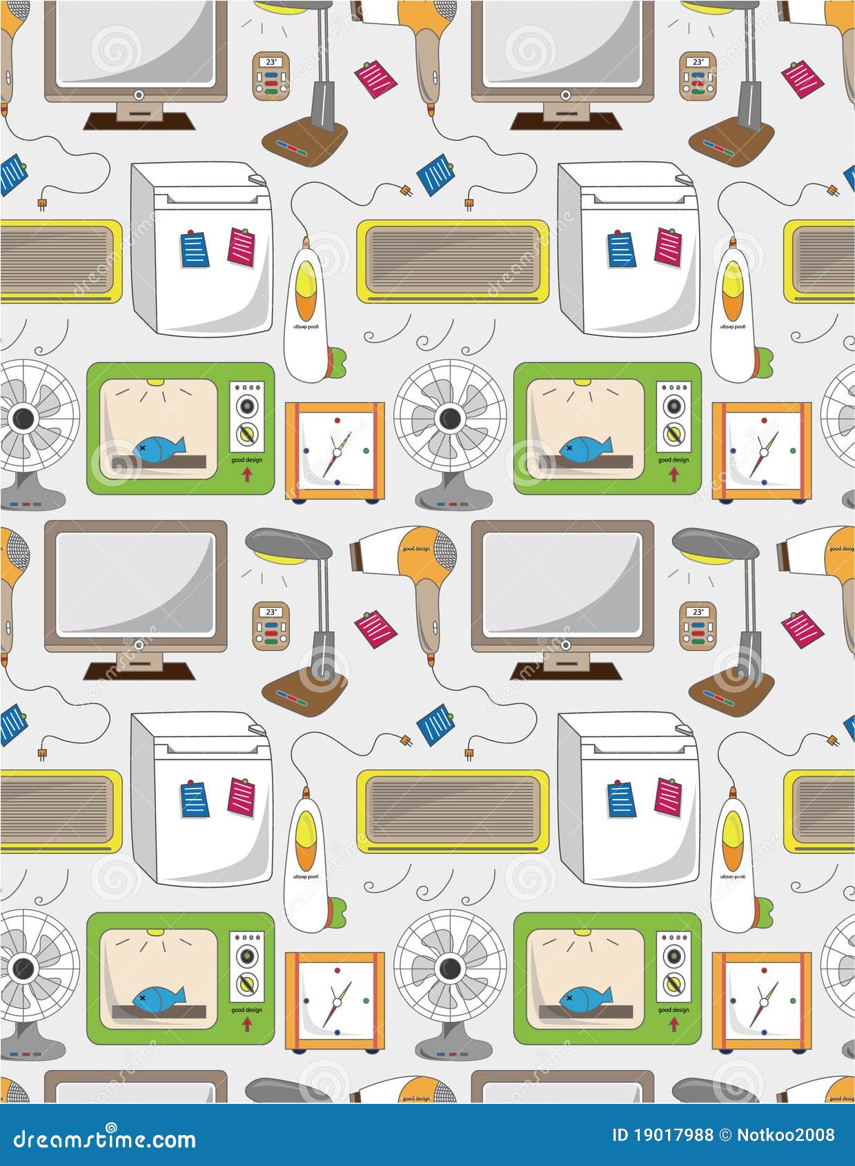 Seamless Home Appliance Pattern Stock Vector - Illustration of happy ...