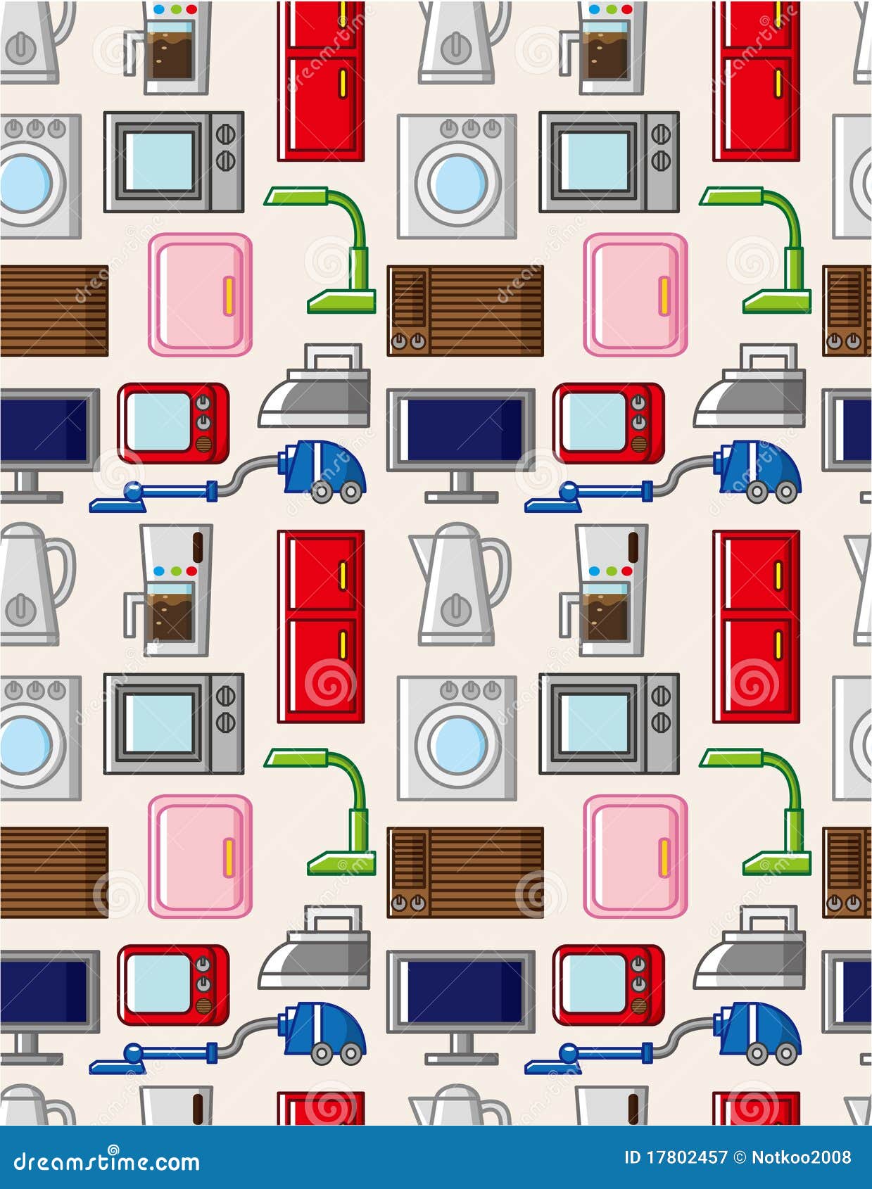 Seamless Home Appliances Pattern Stock Vector - Illustration of clip ...