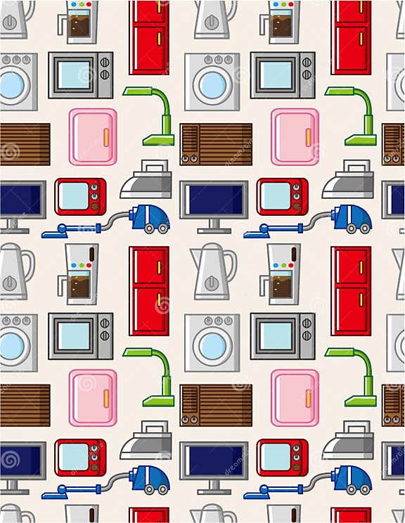 Seamless Home Appliances Pattern Stock Vector - Illustration of clip ...