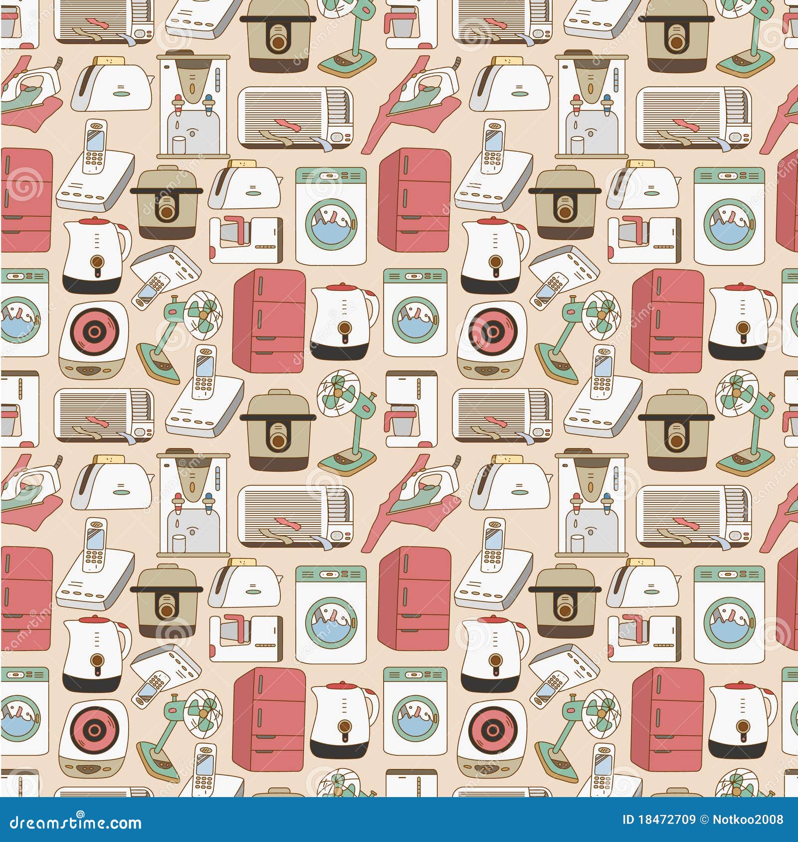 Seamless Home Appliances Pattern Stock Vector - Illustration of beauty ...
