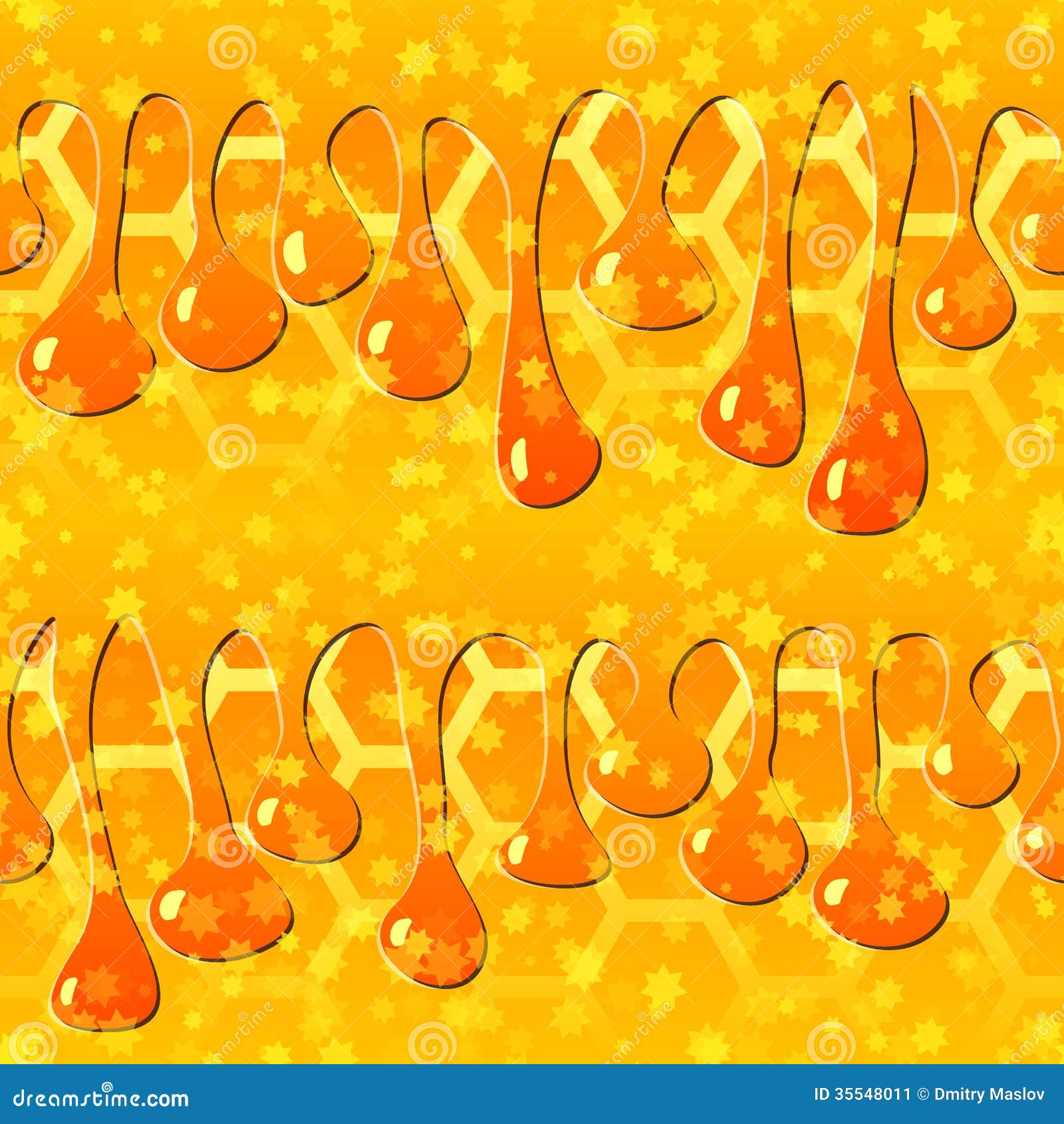 Seamless Honey Pattern With Outlined Honey Cells Cartoon Vector ...