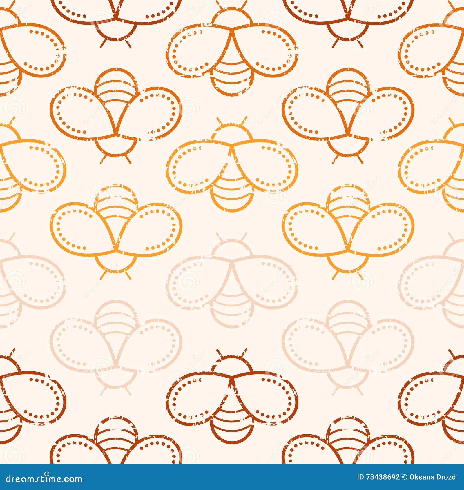 Seamless Honey Pattern With Outlined Honey Cells Cartoon Vector ...