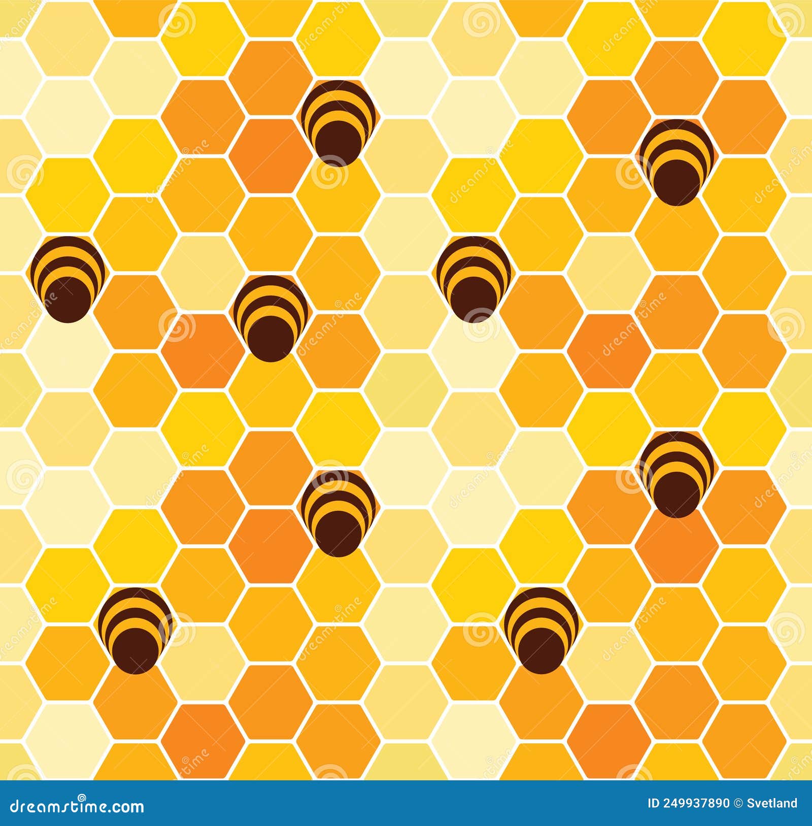 Seamless Honeycomb Pattern with Bees Stock Vector - Illustration of ...
