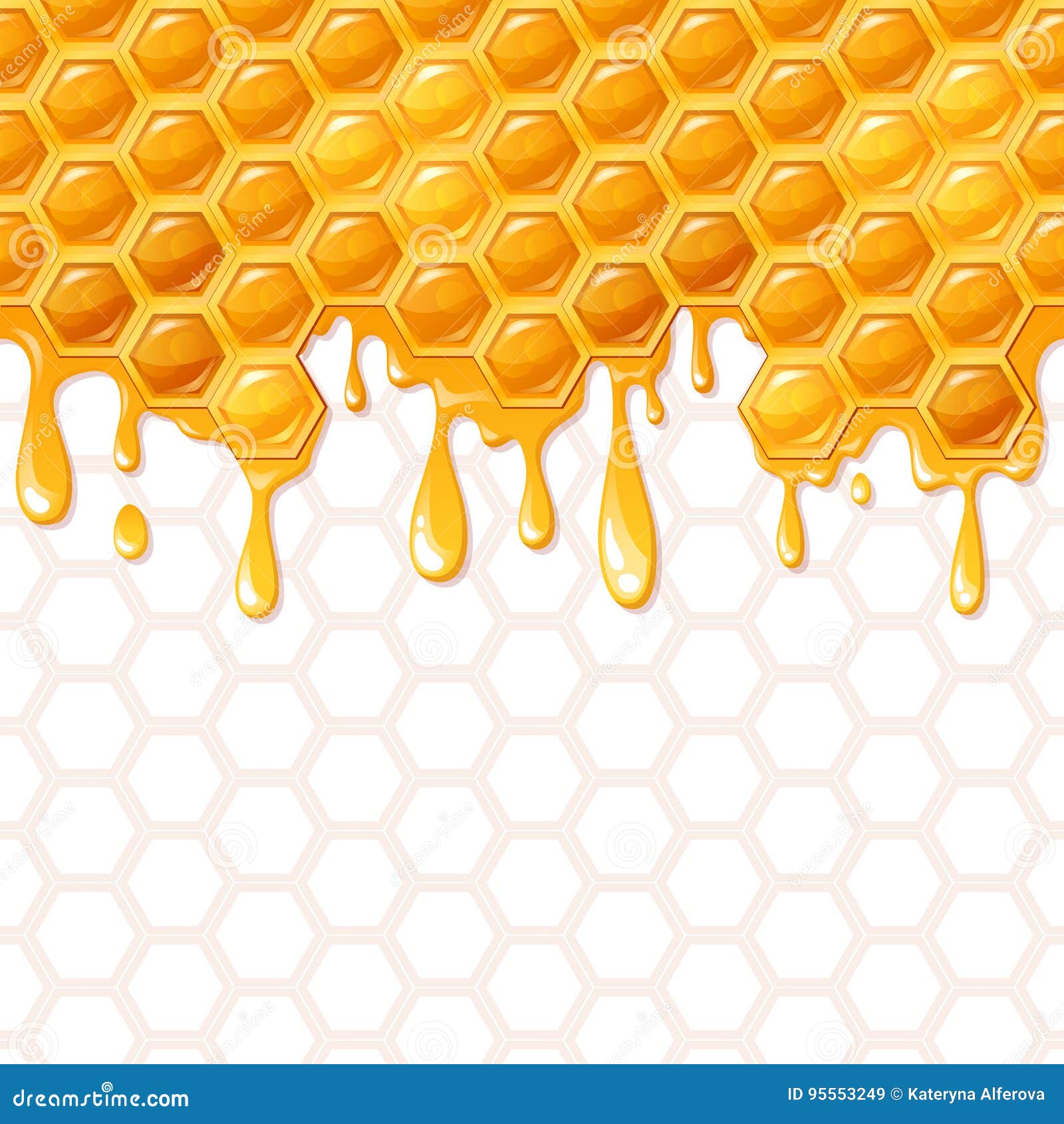Seamless Honeycomb Pattern With Yellow And Gold Honey Vector ...