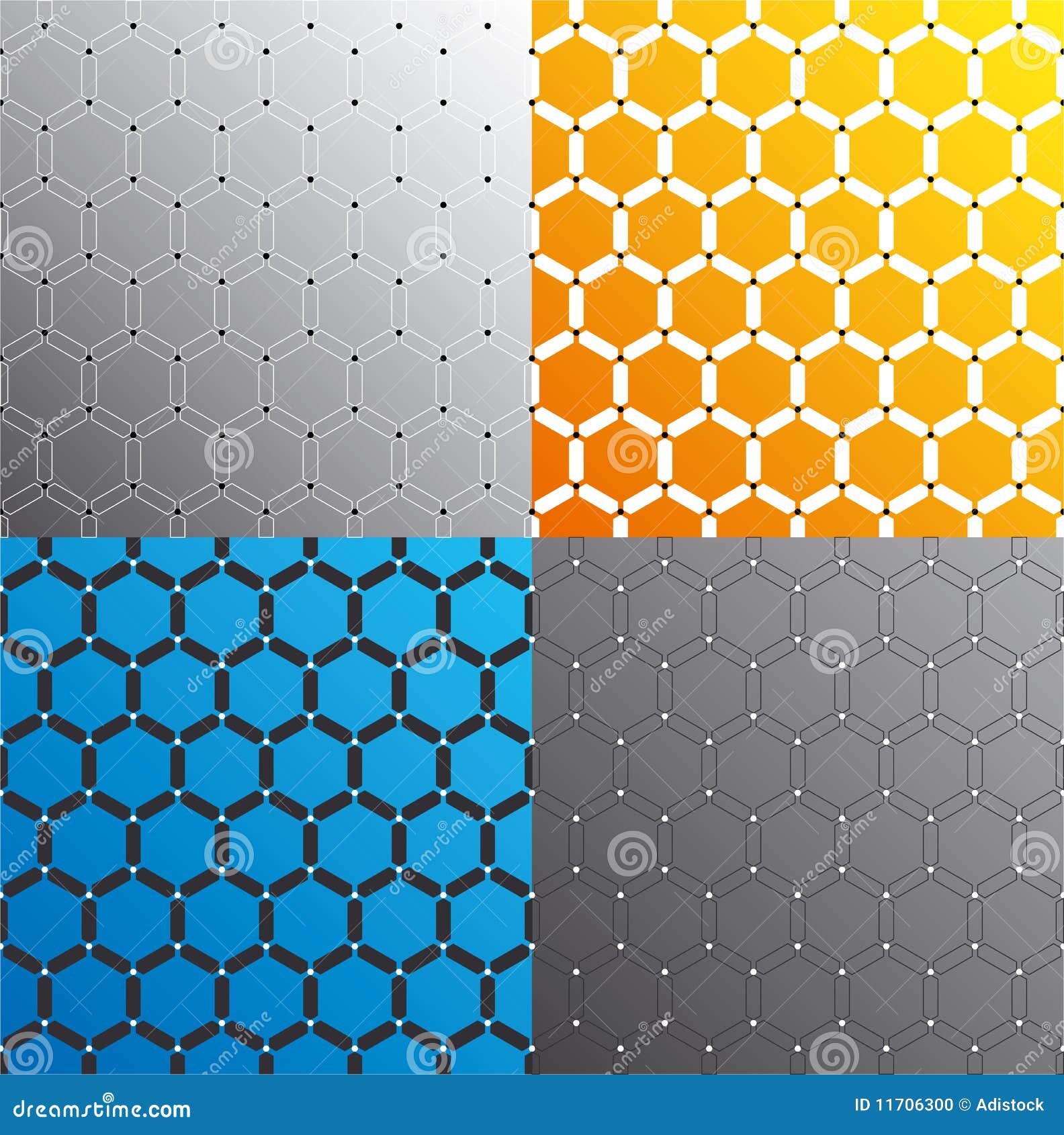 Seamless Honeycomb Pattern Set. Vector. Stock Vector - Illustration of array, elegant: 11706300