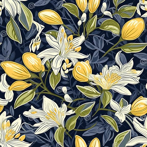Seamless Honeysuckle Vector Pattern for Stunning Designs Stock ...