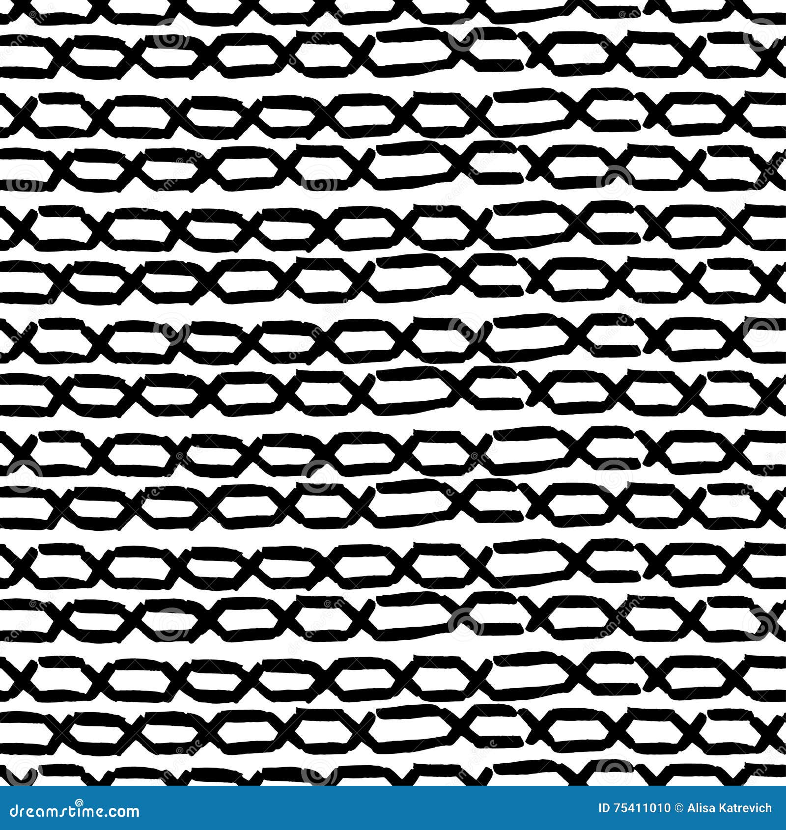 Seamless Horizontal Background with Simple Hand Drawn Chains. Vector ...