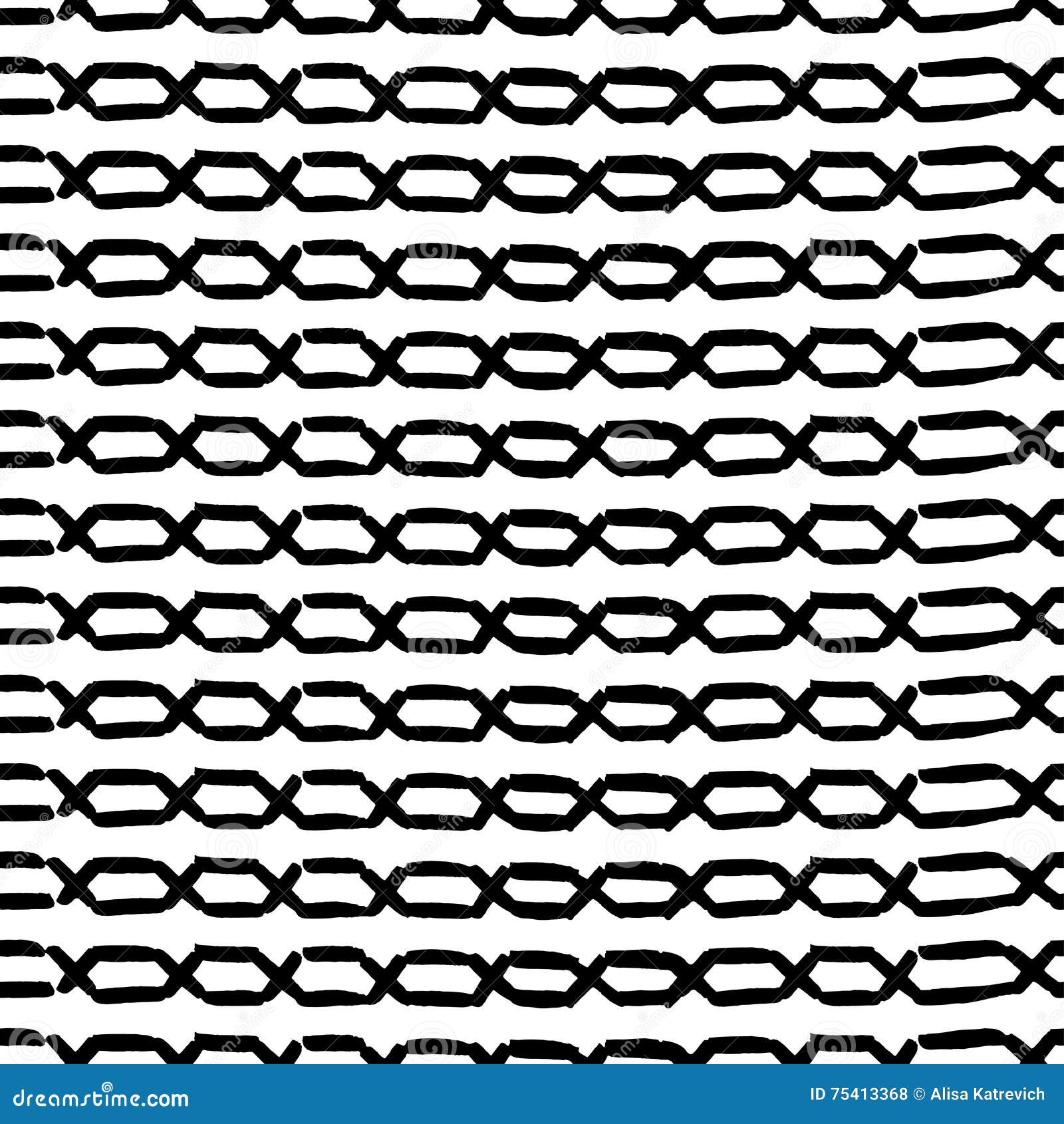 Seamless Horizontal Background with Simple Hand Drawn Chains. Vector ...