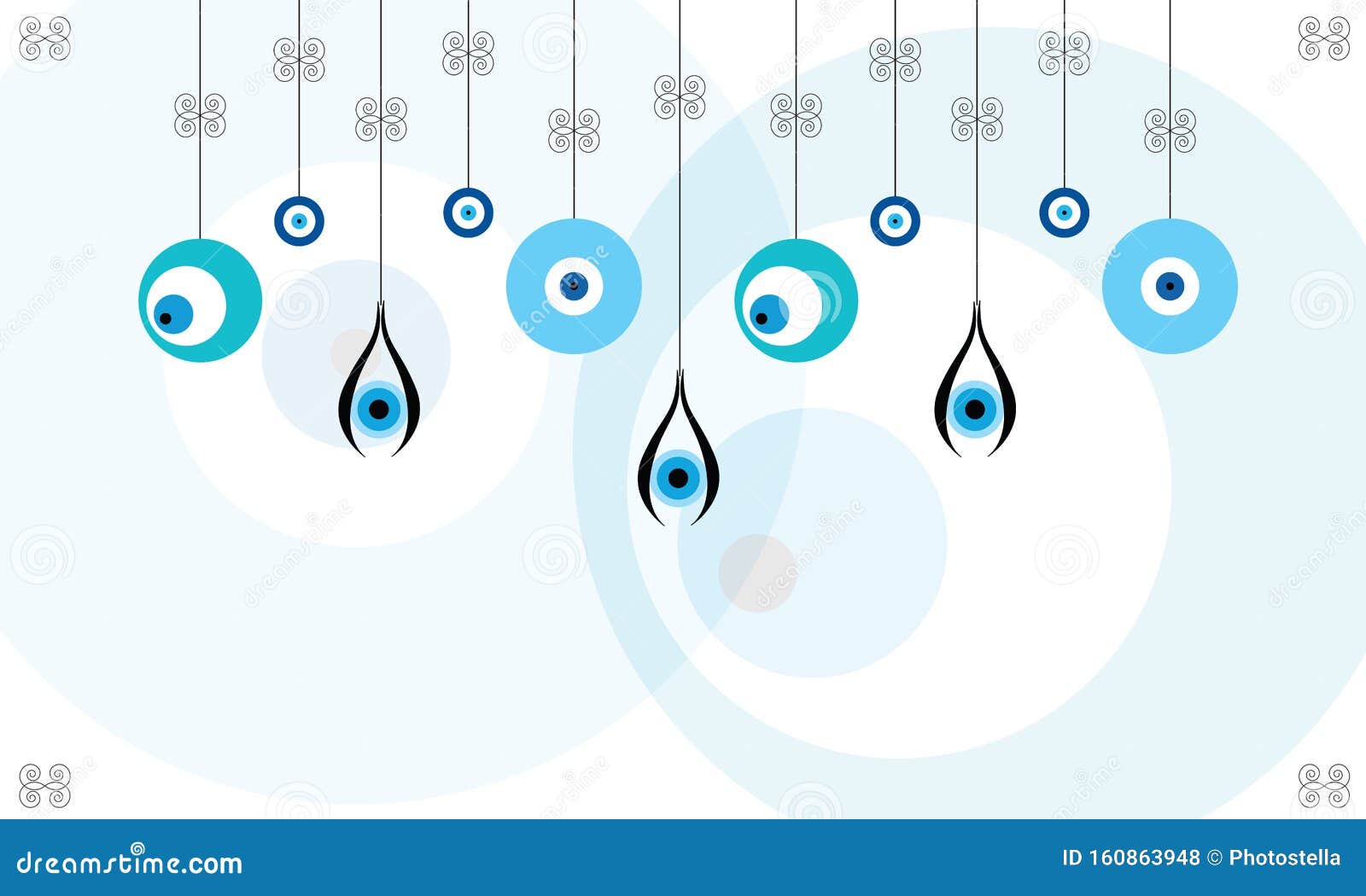 Seamless Horizontal Banner with Blue Evil Eyes Vector Stock Vector ...