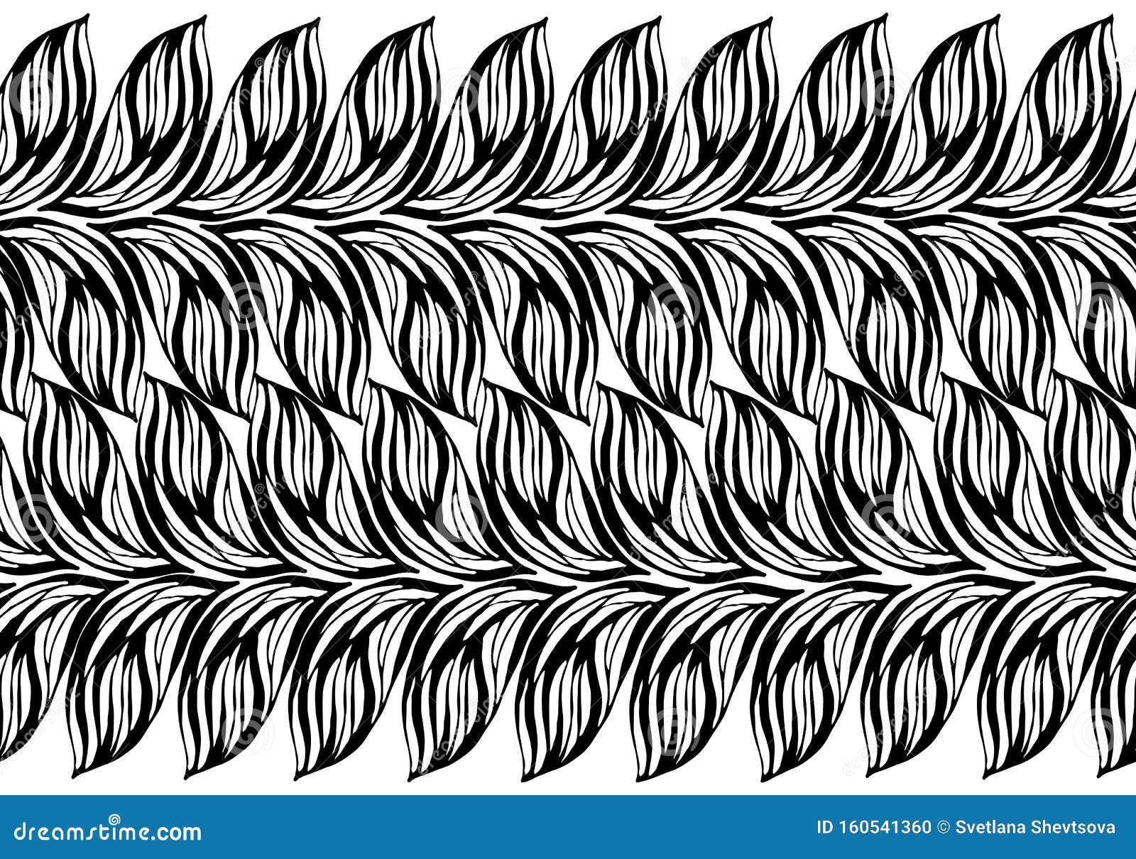 Seamless Horizontal Border of a Abstract Blacks Elements on White ...