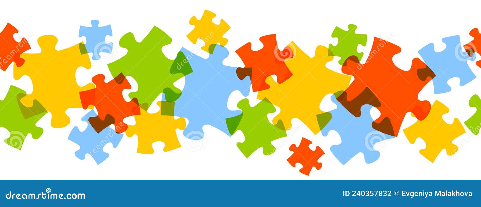 Seamless Horizontal Border with Color Puzzle Elements Stock Vector ...