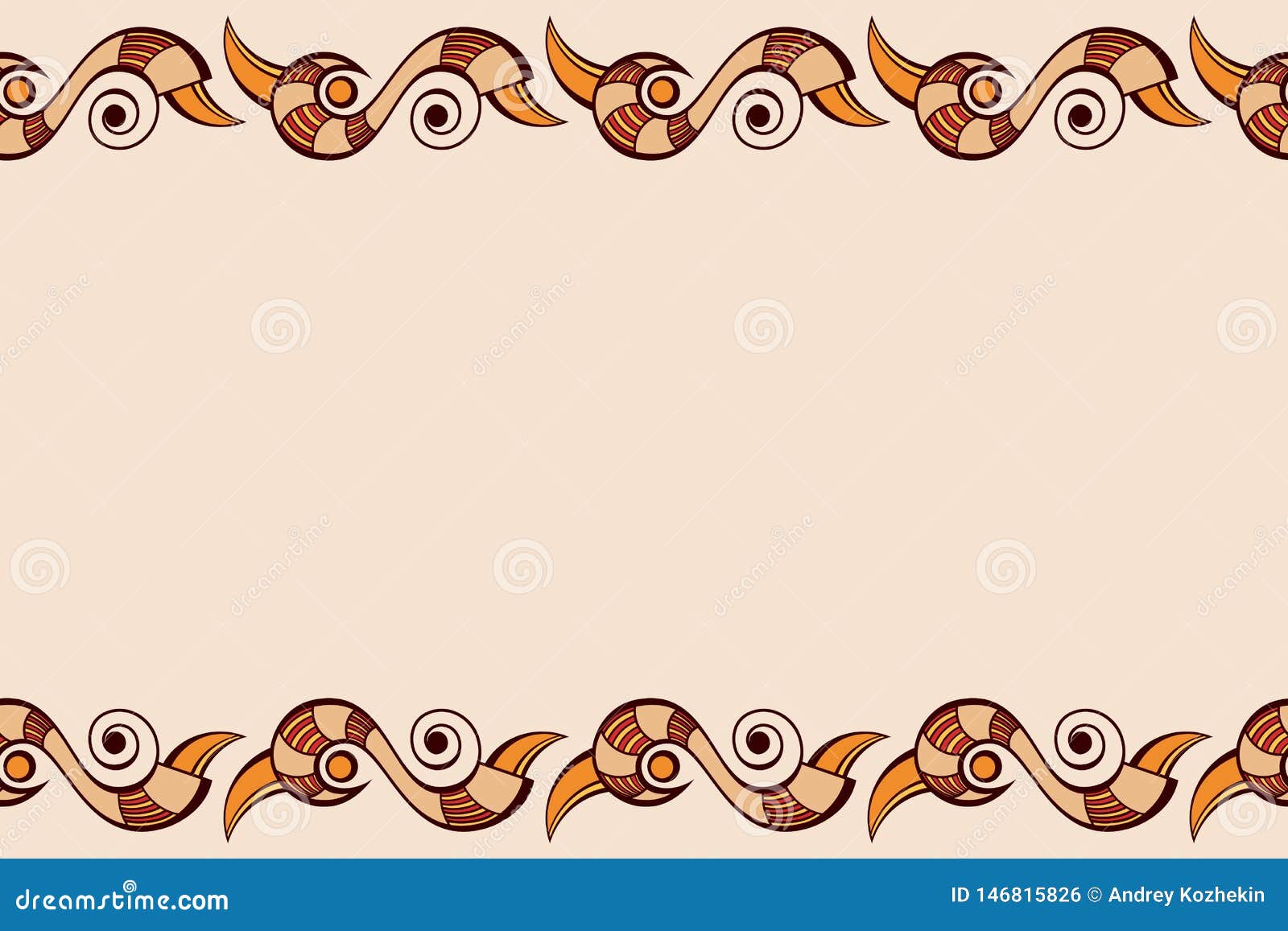 Seamless Horizontal Border Pattern with Abstract Geometric Symbols ...