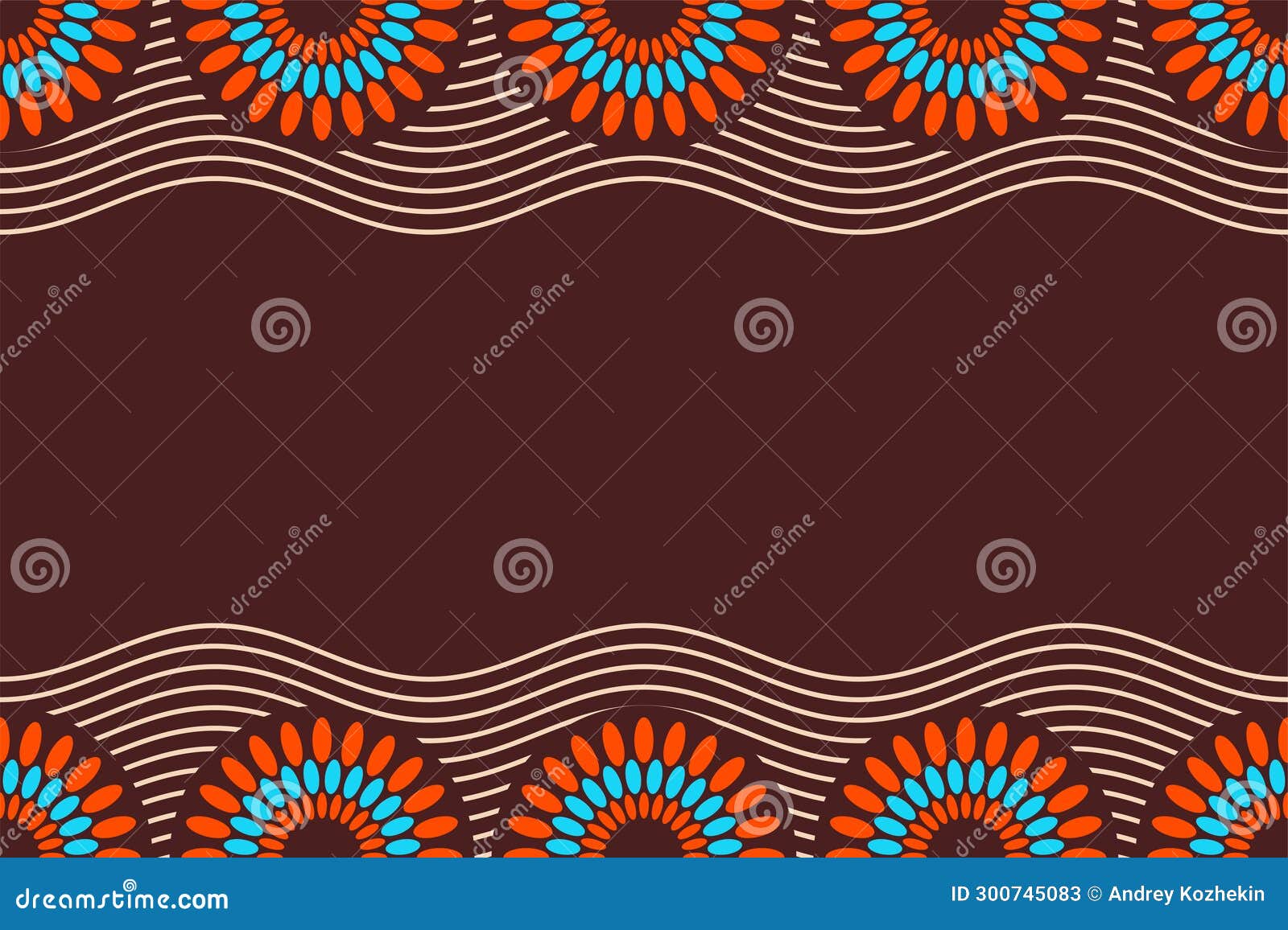 Seamless Horizontal Border Pattern with Circles, Round Shapes, Wavy ...