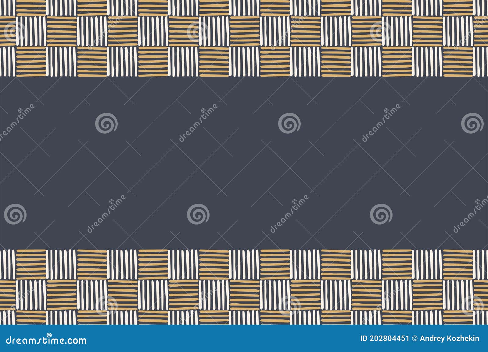 Seamless Horizontal Border Pattern with Hand Drawn Striped Squares ...