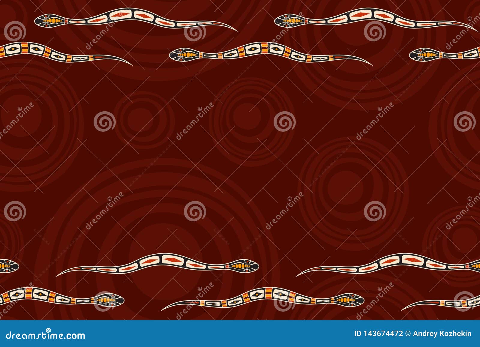Seamless Horizontal Border Pattern with Snakes and Smooth Round Shapes ...