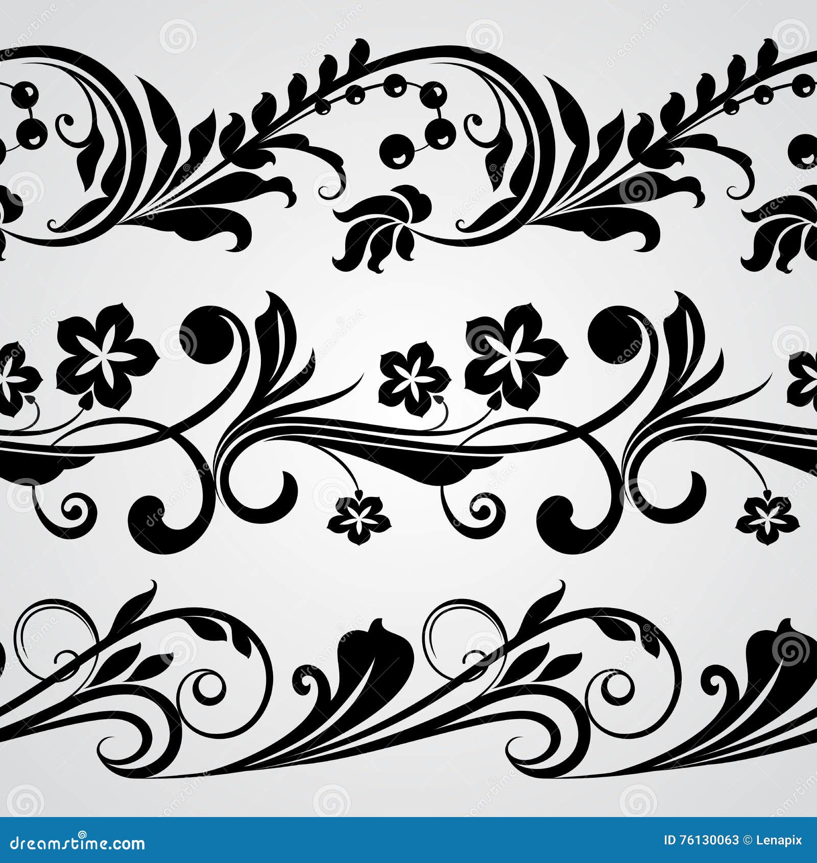 Seamless Horizontal Borders Stock Vector - Illustration of ornamental ...