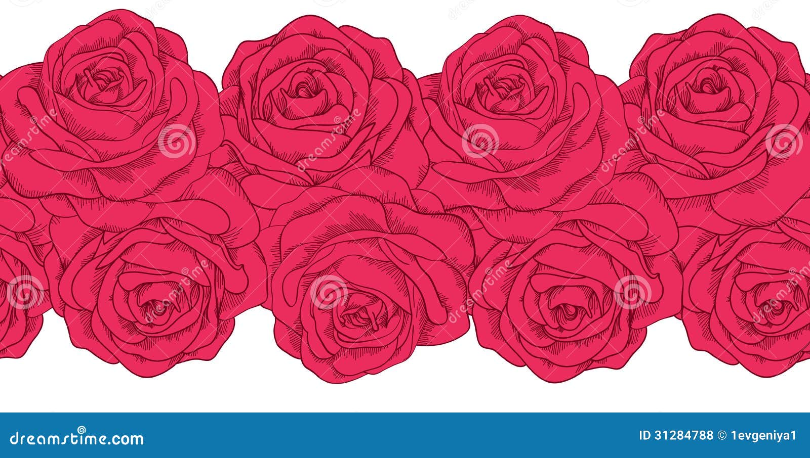 Seamless Horizontal Frame Element of Roses Stock Vector - Illustration ...