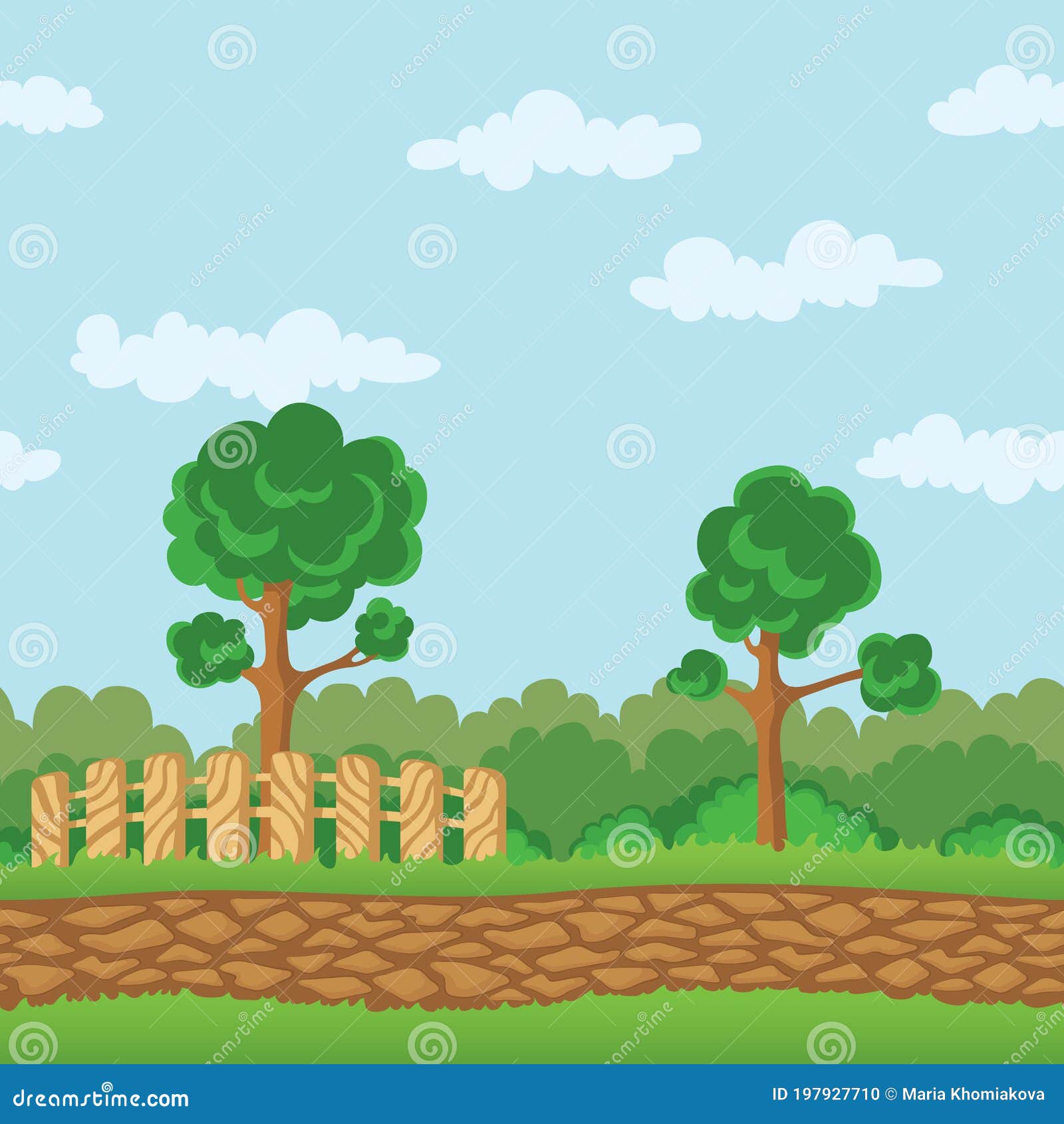 Seamless Horizontal Landscape Stock Illustration - Illustration of ...