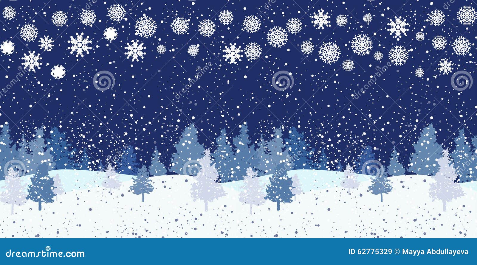 Seamless Horizontal Night Winter Pattern Stock Vector - Illustration of ...