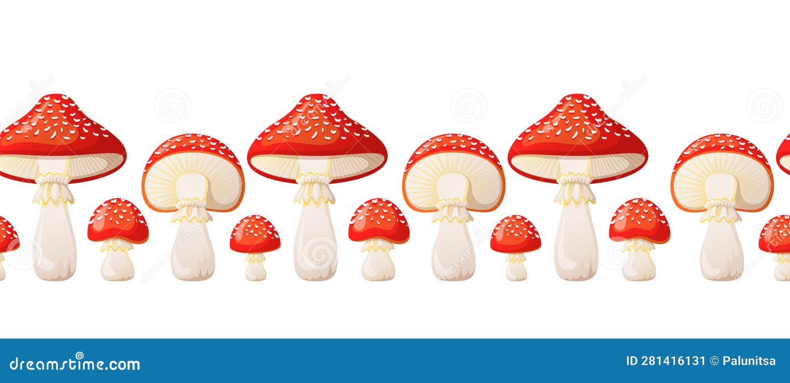 Seamless Horizontal Pattern with Fly Agarics Stock Vector ...