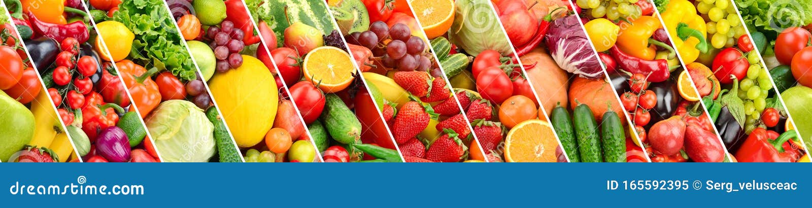 Seamless Horizontal Pattern Multi-colored Vegetables and Fruits ...