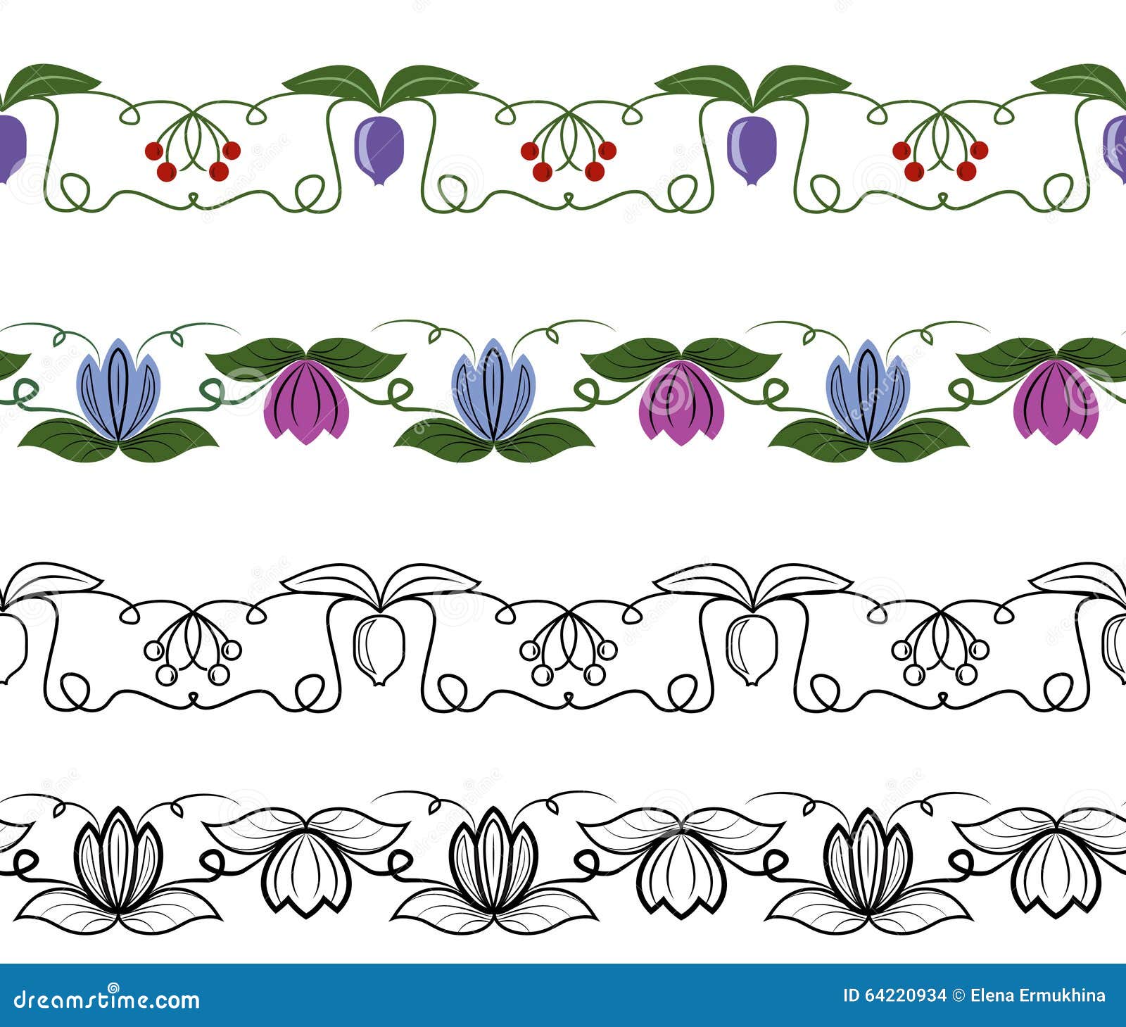 Seamless Horizontal Summer Border Stock Illustration - Illustration of ...