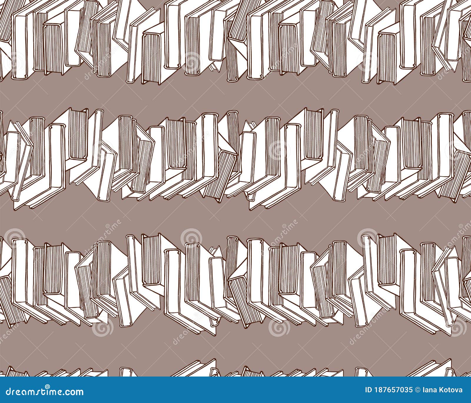 Seamless Horizontal Texture with Book. Pattern with Hand Drawn Books ...