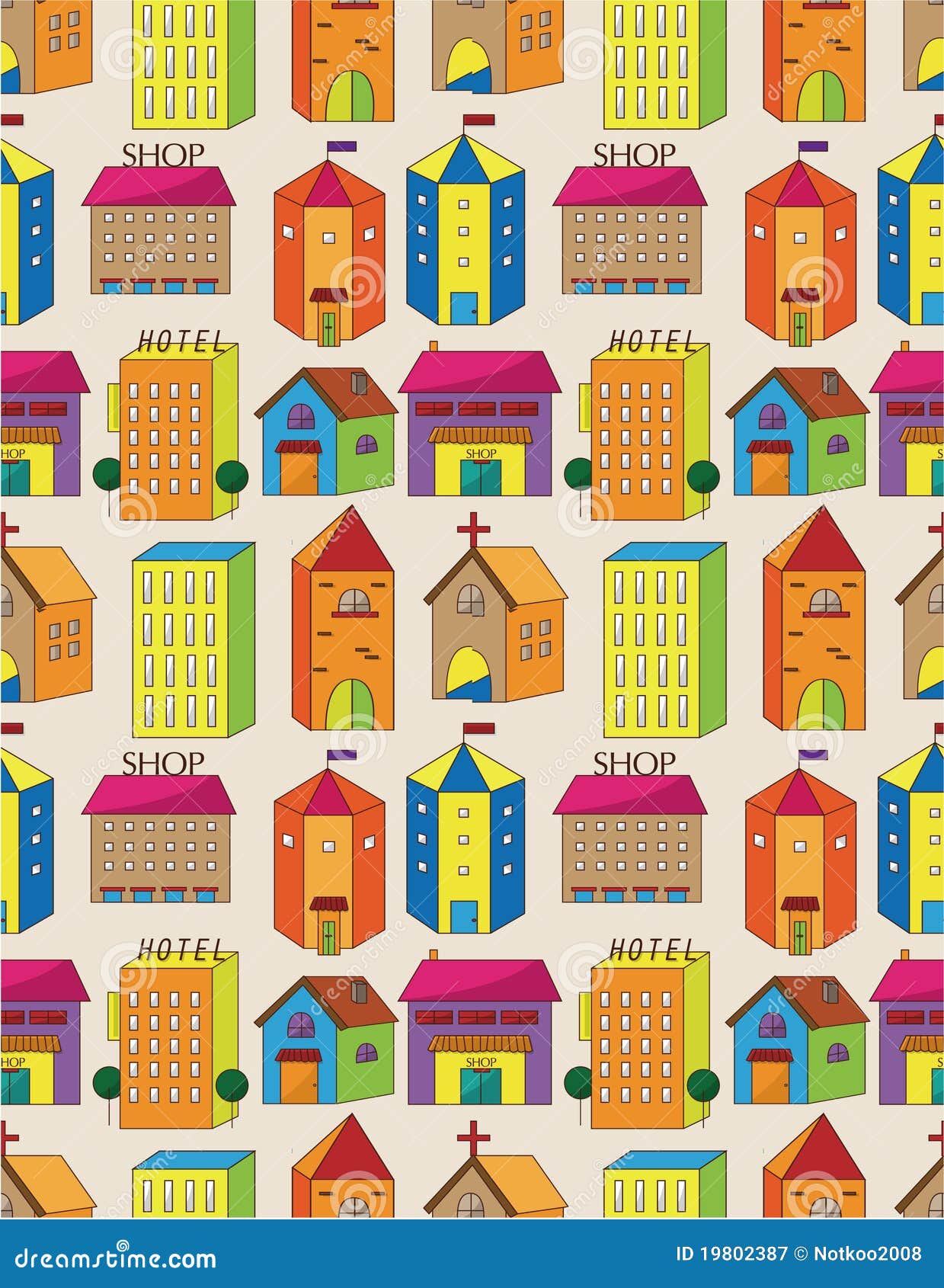 Seamless house pattern stock vector. Illustration of church - 19802387