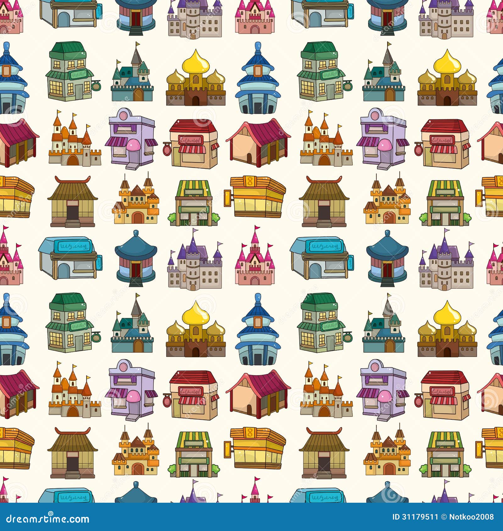 Seamless house pattern stock vector. Illustration of cartoon - 31179511