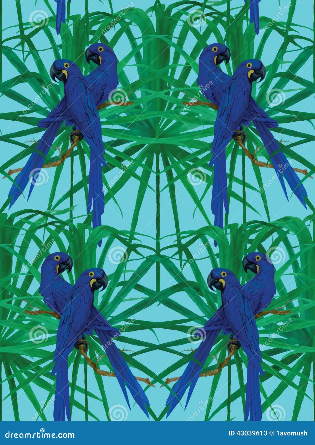 Seamless Hyacinth Macaw Parrot Pattern. Stock Illustration ...