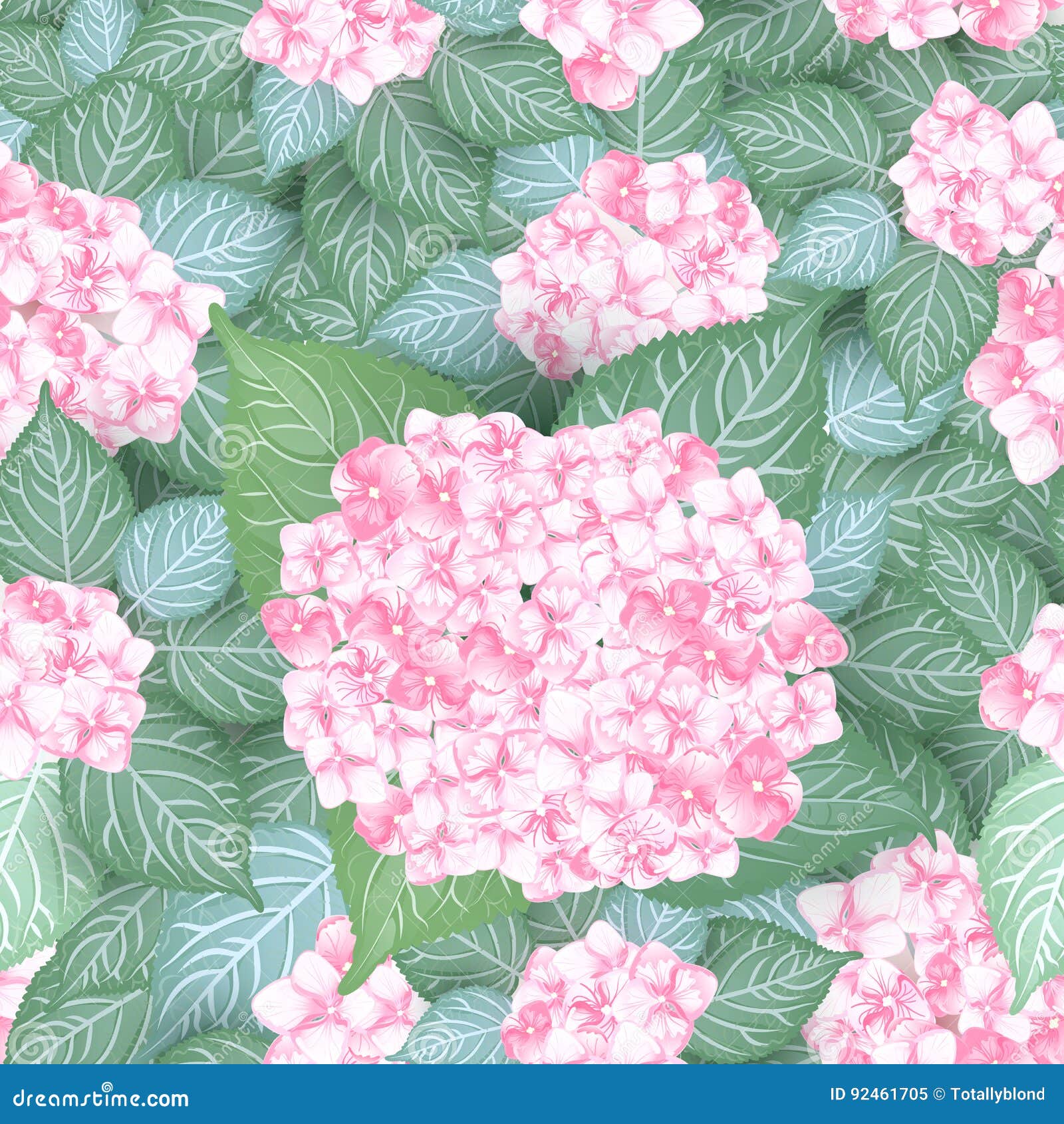 Seamless Hydrangea Flower Pattern Stock Vector - Illustration of ...